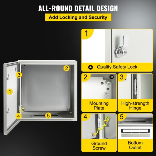Vevor 24x24x12'' Carbon Steel Electrical Enclosure Wall Mount Junction ...