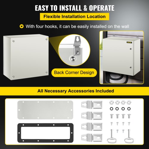 VEVOR Steel Electrical Box Electrical Enclosure Box 24x24x12'' Carbon ...