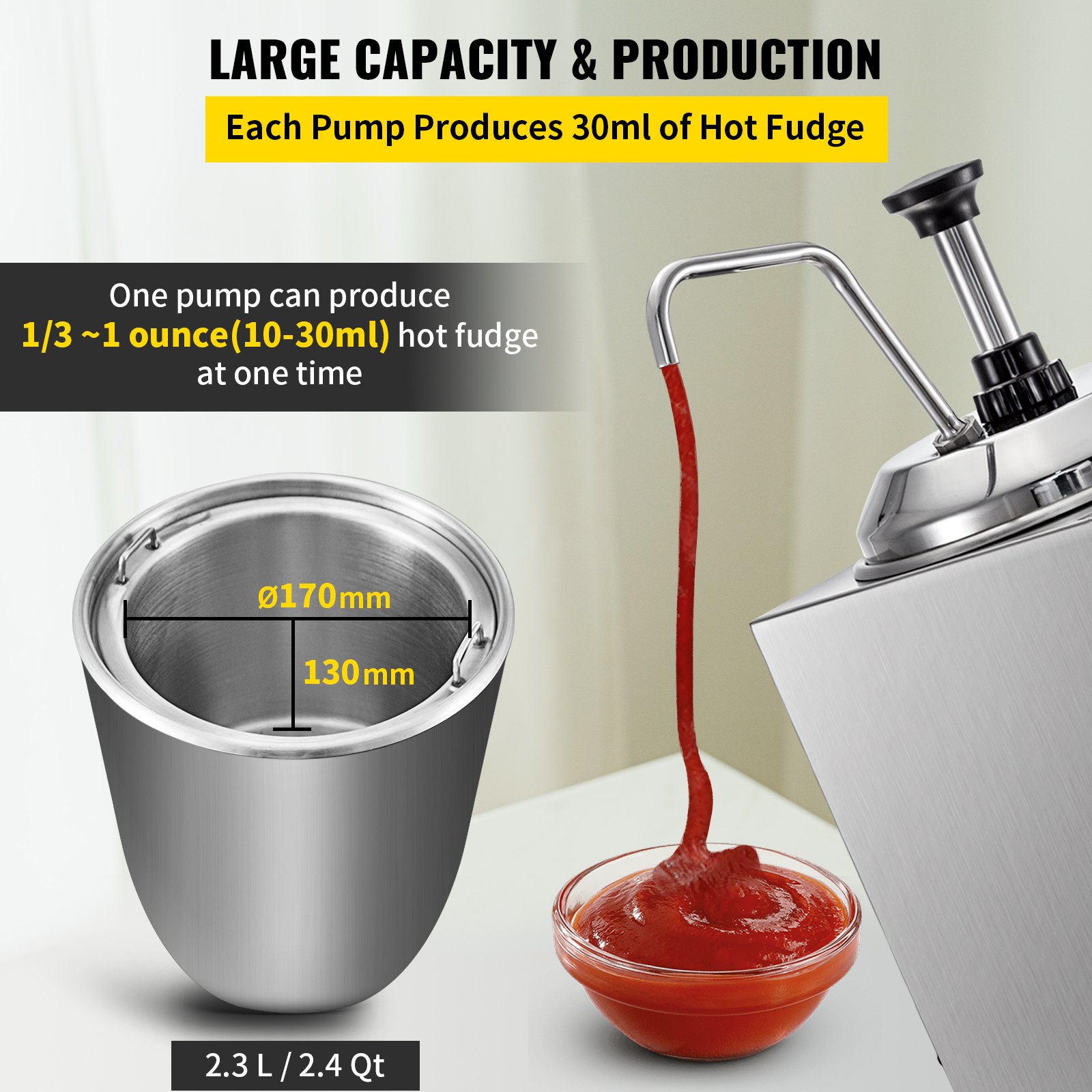 2.6 Qt. Electric Countertop Nacho Cheese Sauce Warmer Pump Dispenser ...