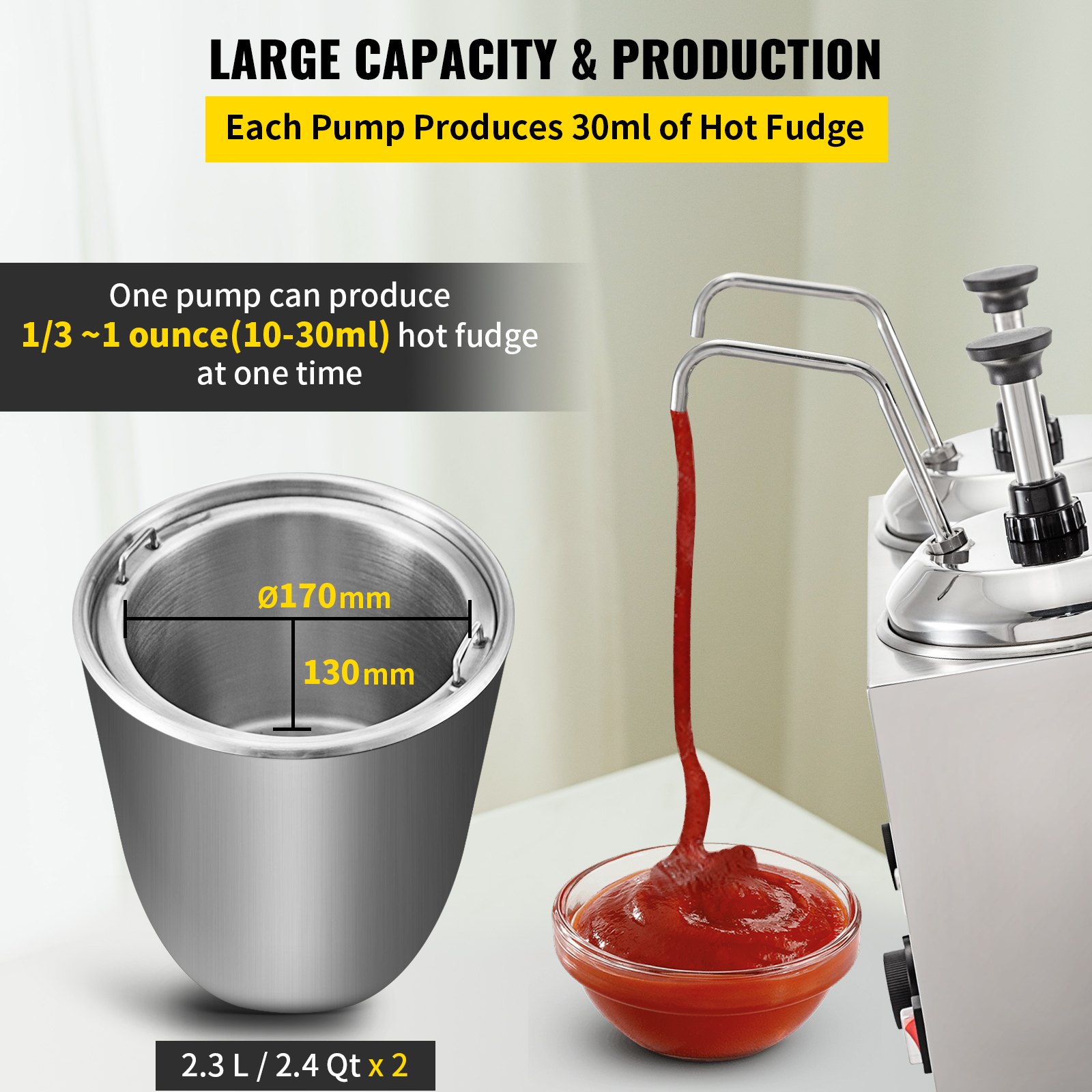 Fudge Warmer Hot Cheese Pump with 2 Pumps Nacho Cheese Warmer Stainless ...