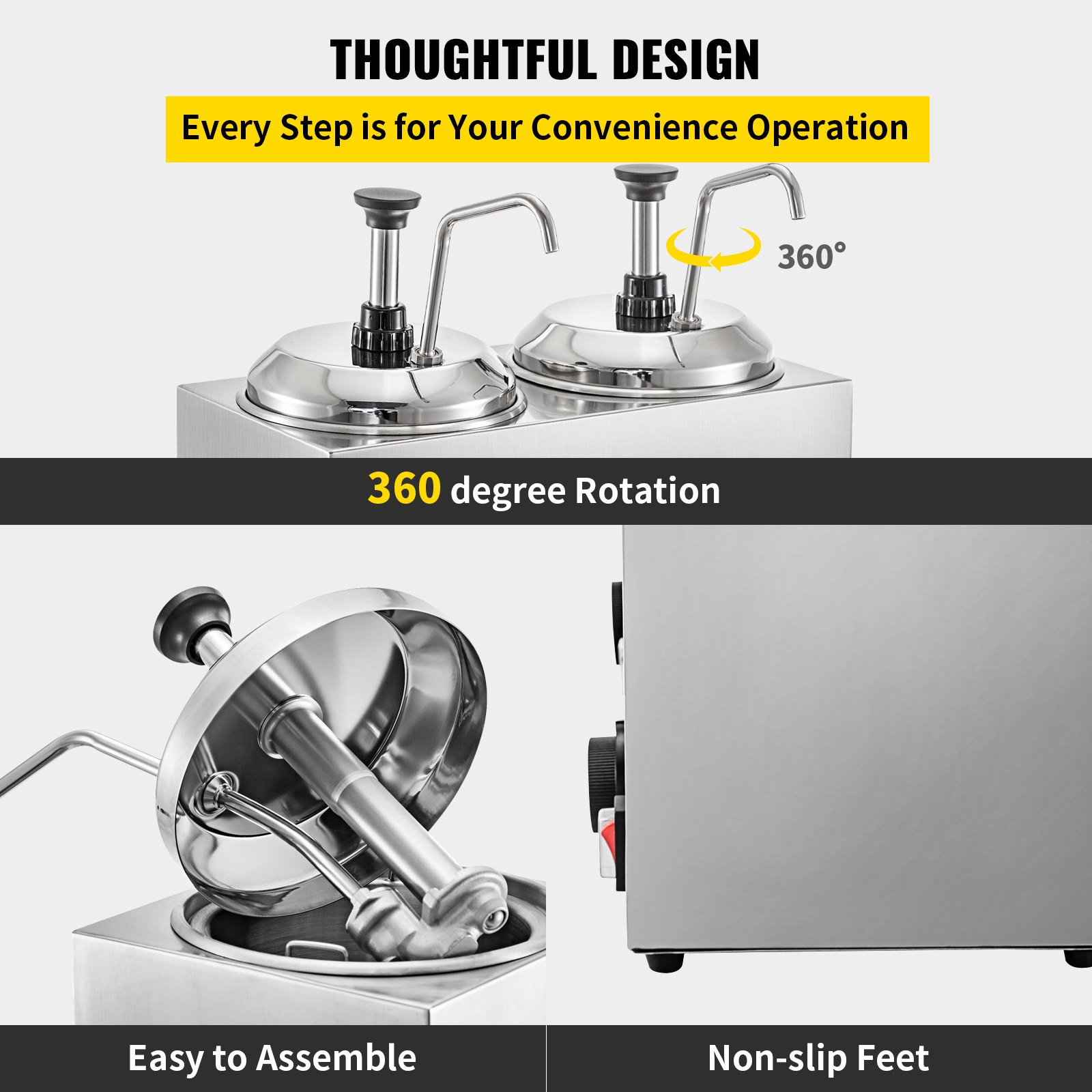 Fudge Warmer Hot Cheese Pump with 2 Pumps Nacho Cheese Warmer Stainless ...