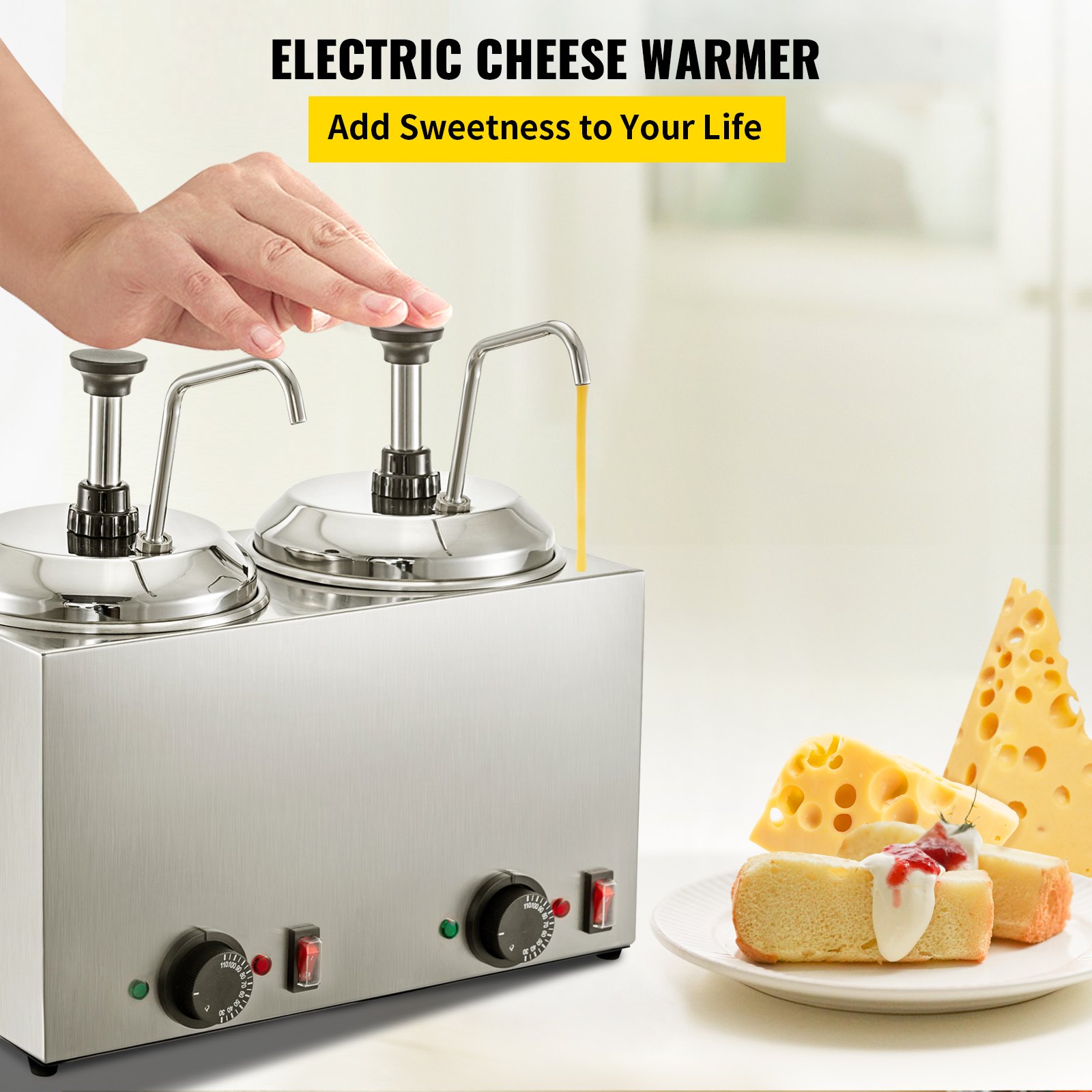 VEVOR Cheese Dispenser with Pump 5.28 Qt Capacity Hot Cheese Warmer ...