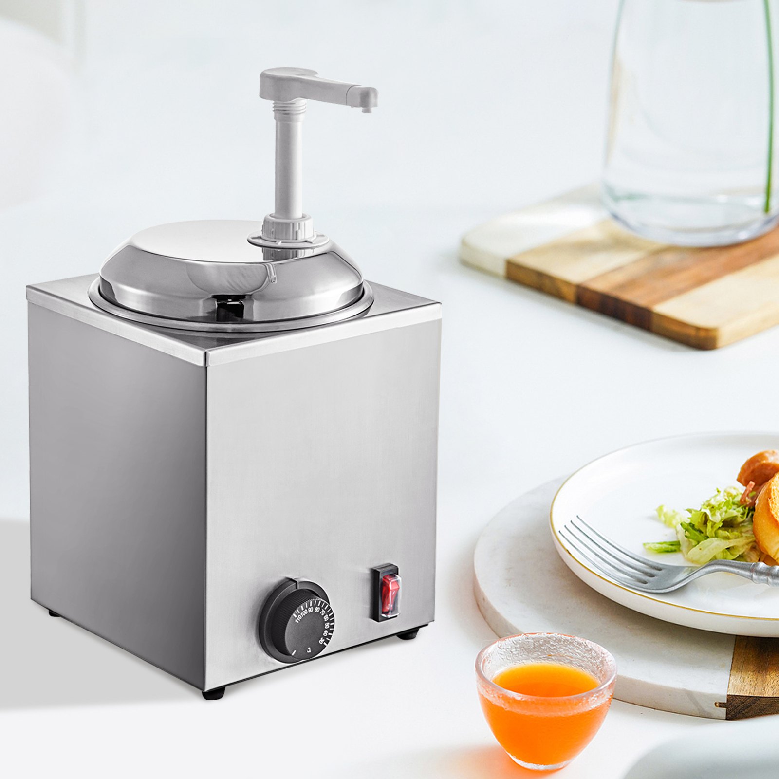 VEVOR Hot Fudge Warmer with Pump, 2.6 Qt Hot Fudge Dispenser, 650 W ...
