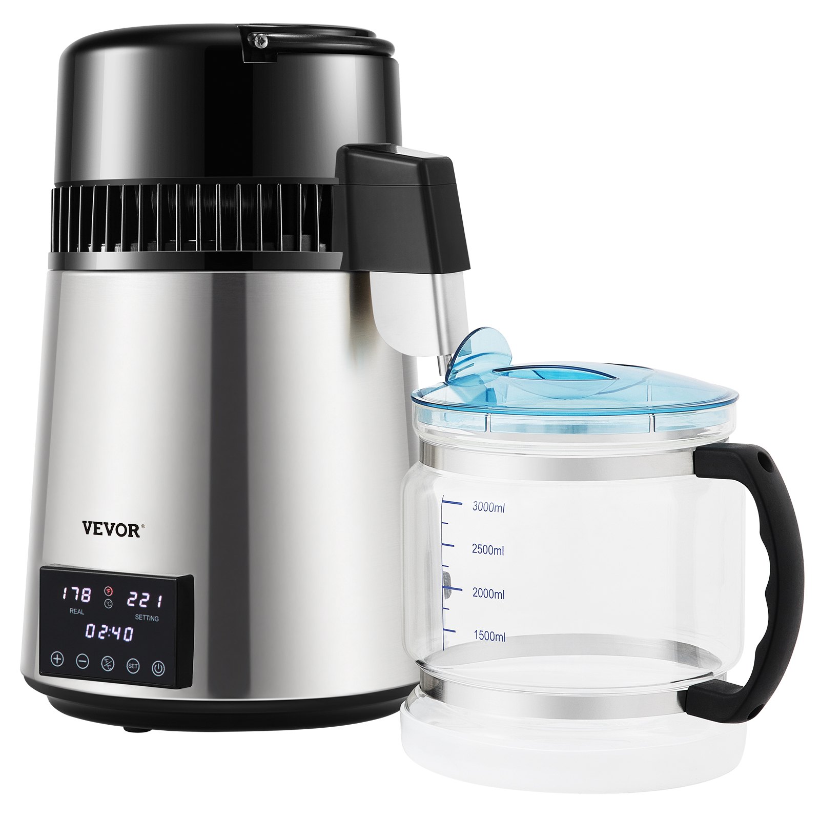 VEVOR 4L Water Distiller 1.5L/H Distilled Water Maker Timing Dual-Temp ...