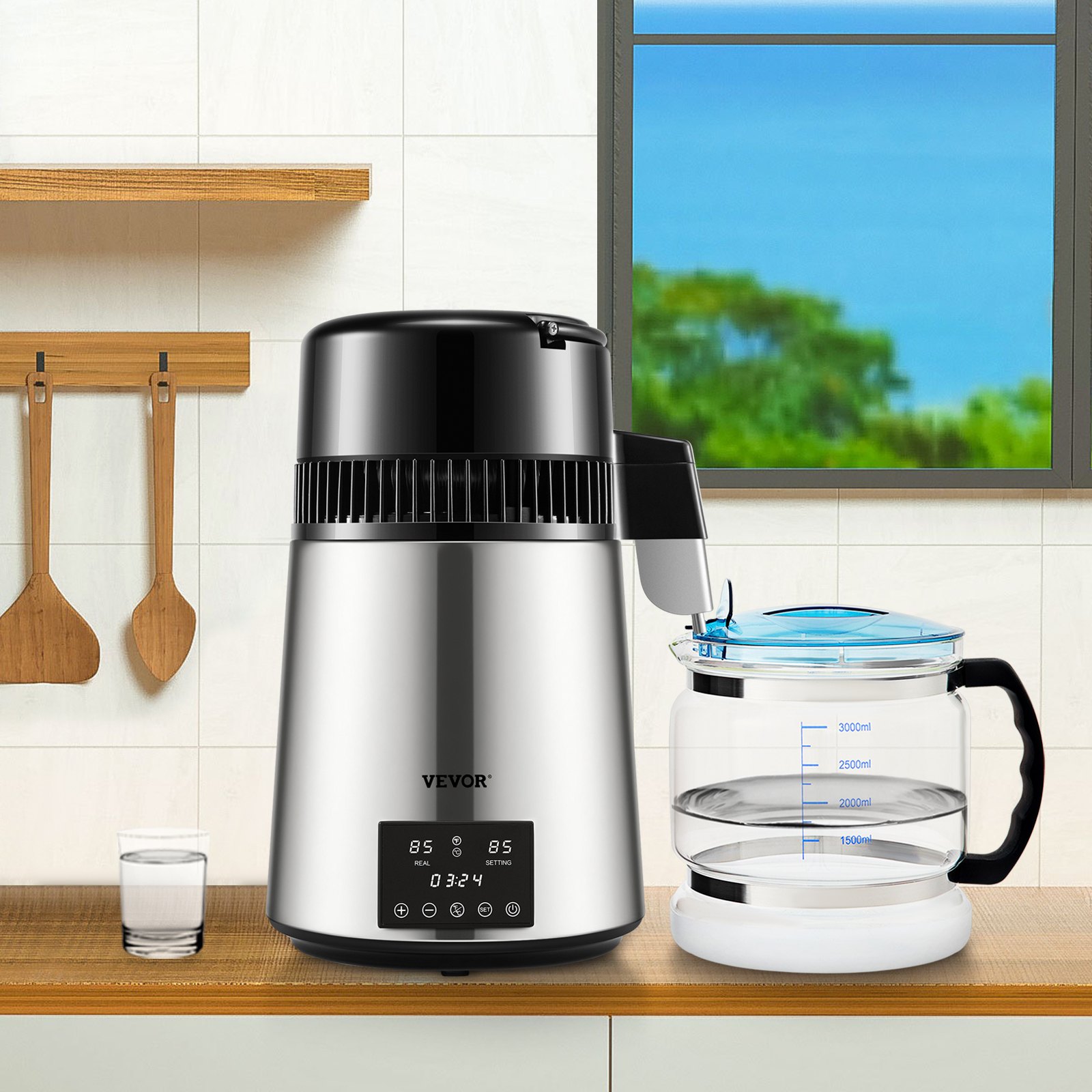 VEVOR VEVOR 4L Water Distiller 1.5L/H Distilled Water Maker Timing Dual ...