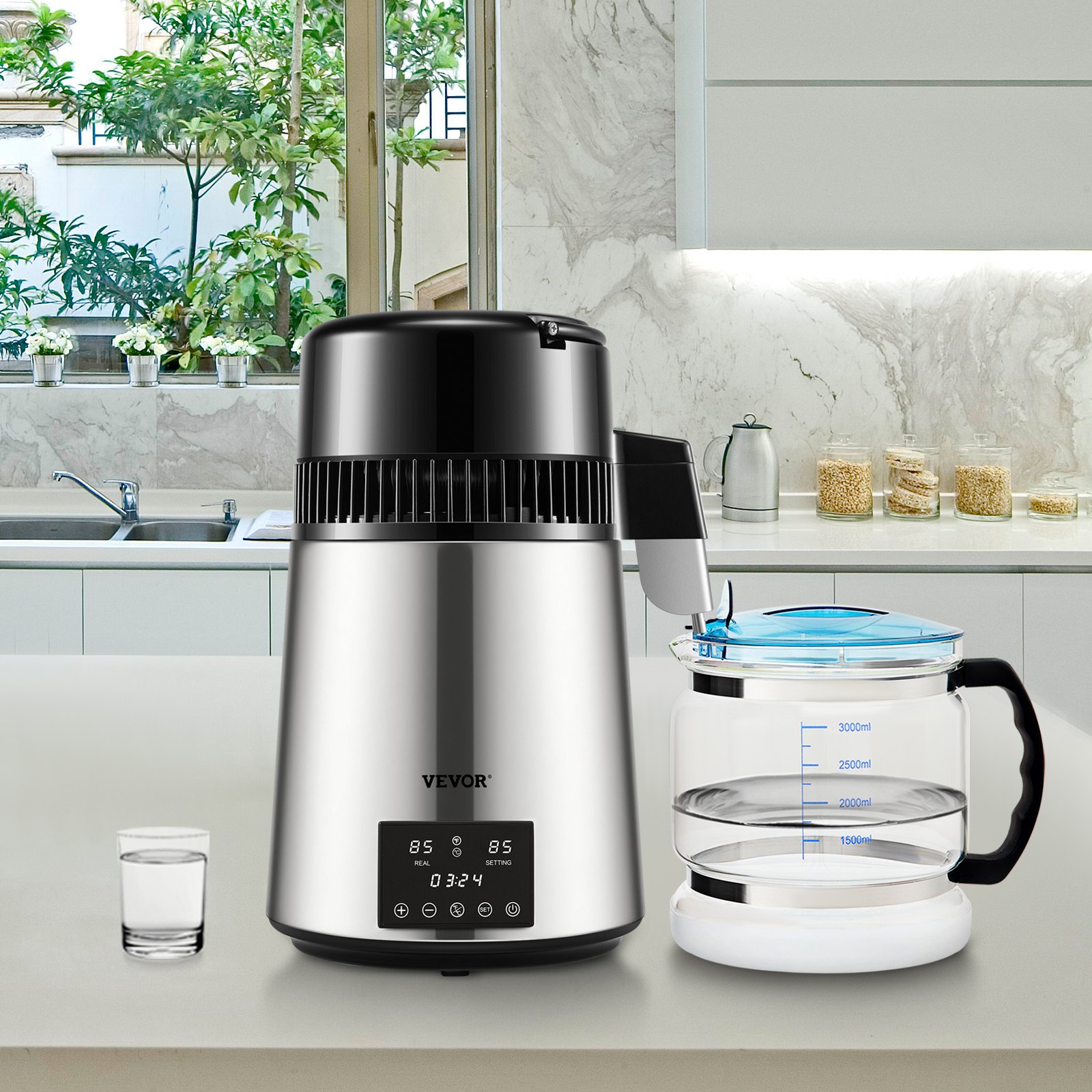 VEVOR VEVOR Water Distiller, 1 L/H, 4L Distilled Water Maker w/ 0-99 H ...