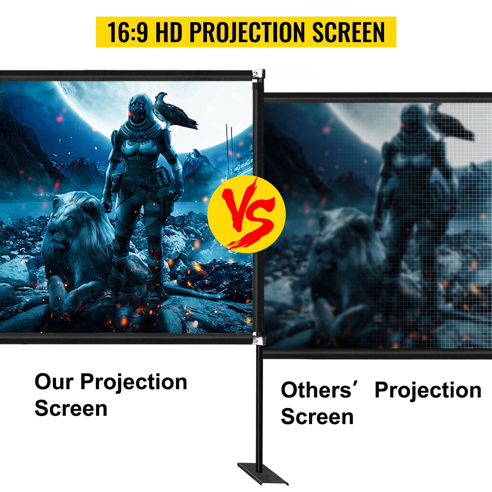 VEVOR Projector Screen with Stand 100inch Portable Movie Screen 16:9 4K ...