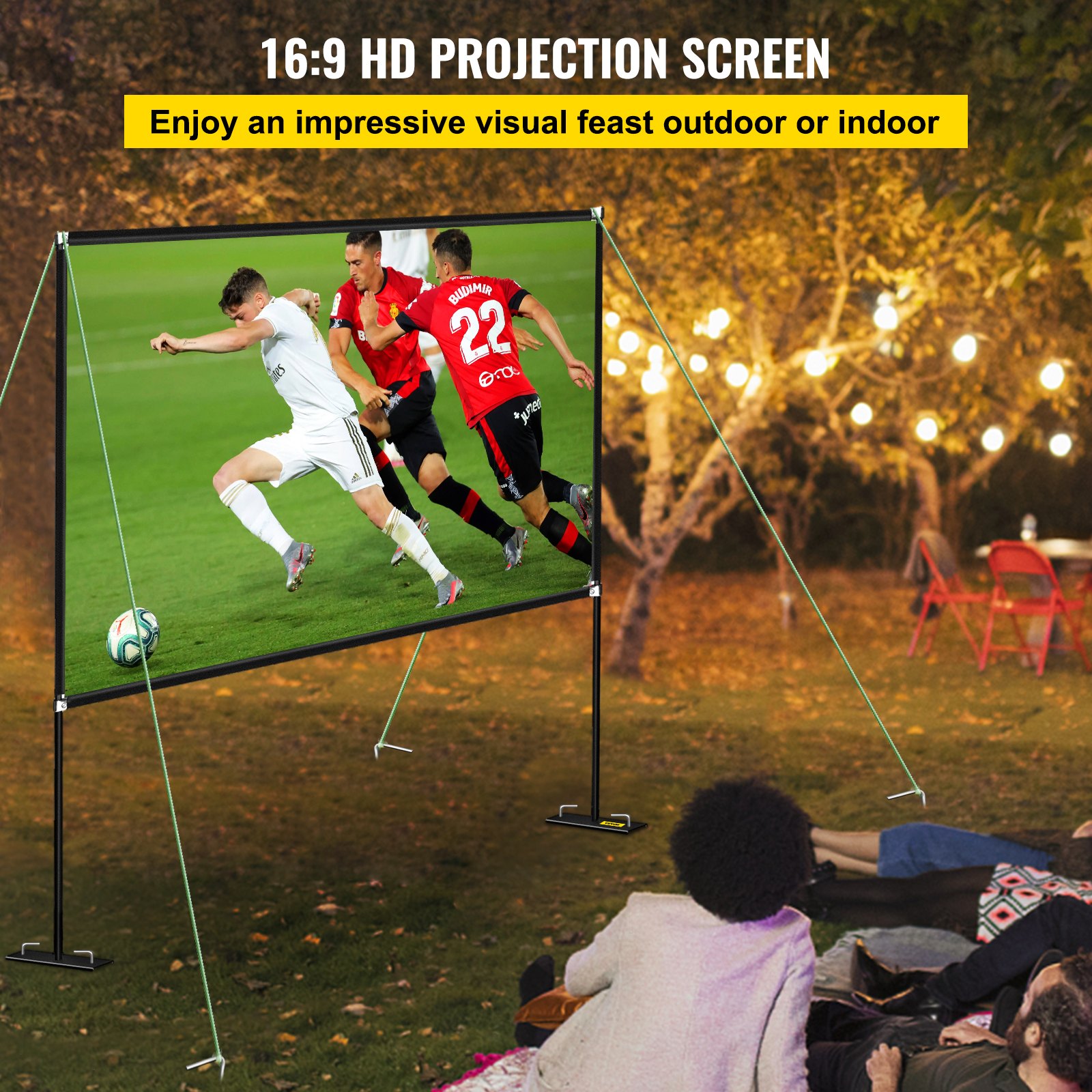 VEVOR Movie Screen with Stand 80inch Portable Projector Screen 16:9 4K ...