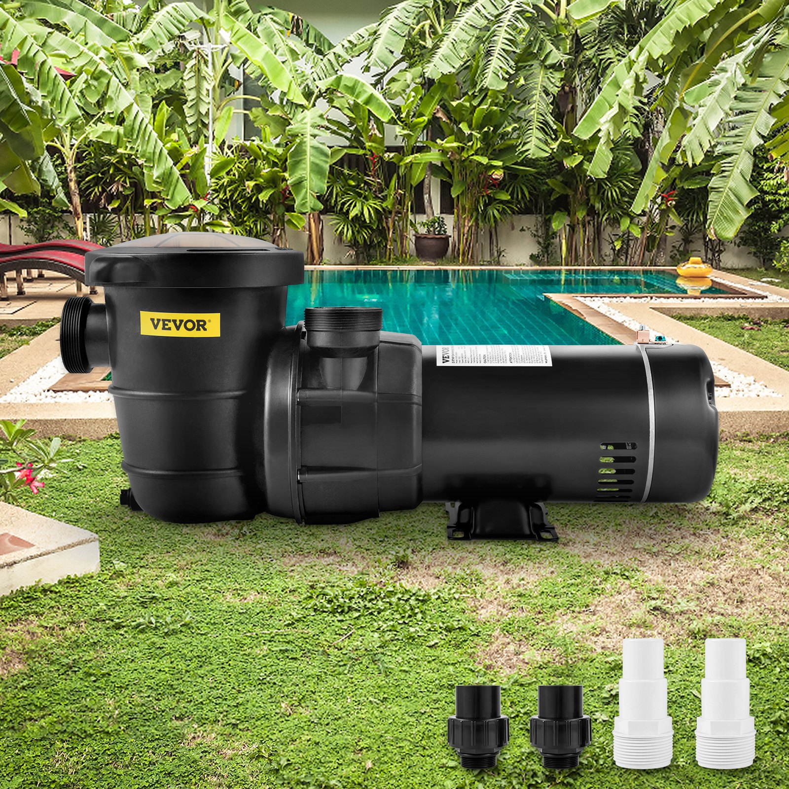 VEVOR Swimming Pool Pump 1.5HP 115V 1100W, Single Speed Pumps for Above ...