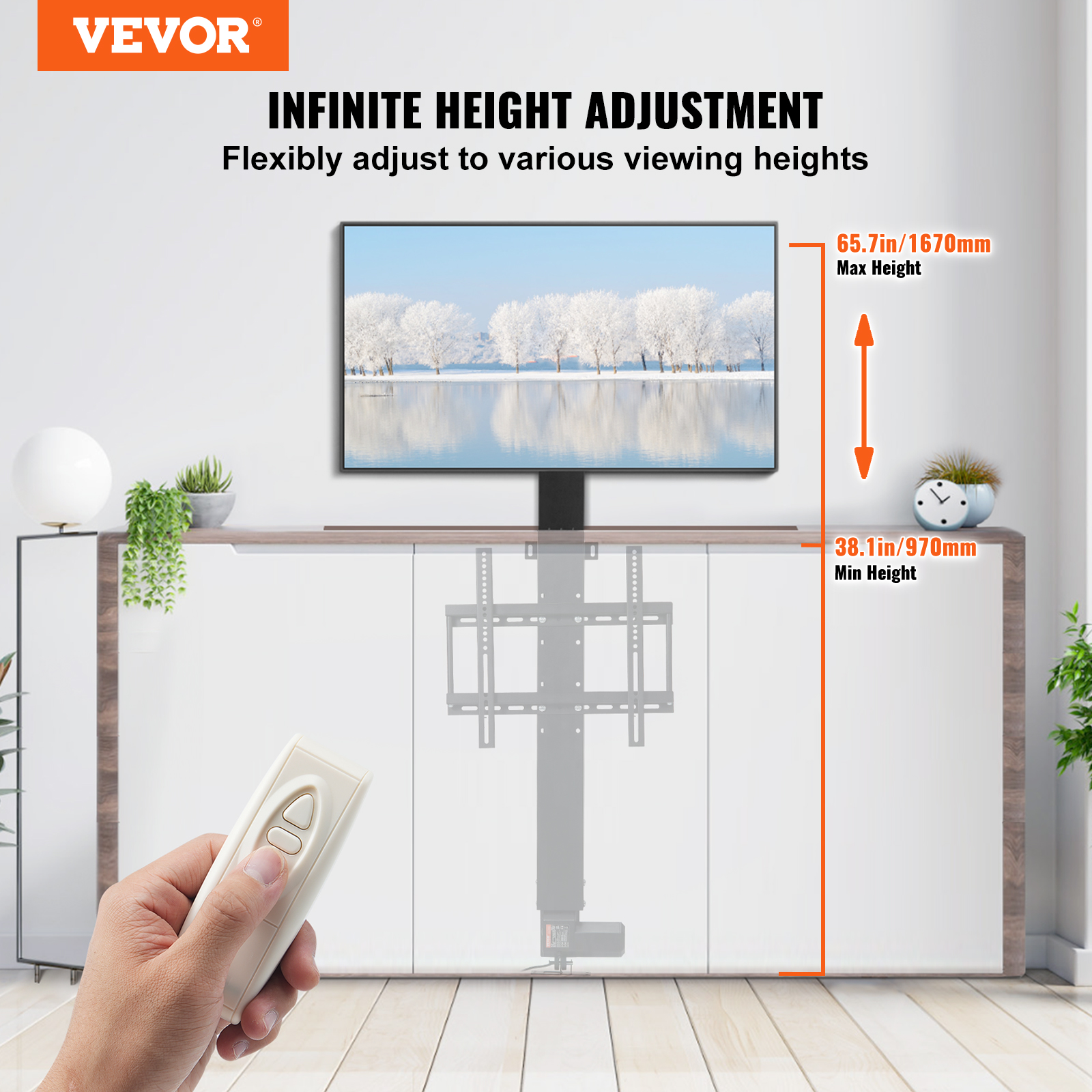 28" Motorized Tv Lift Mount Bracket For 26-57" Tvs 700mm Stroke ...