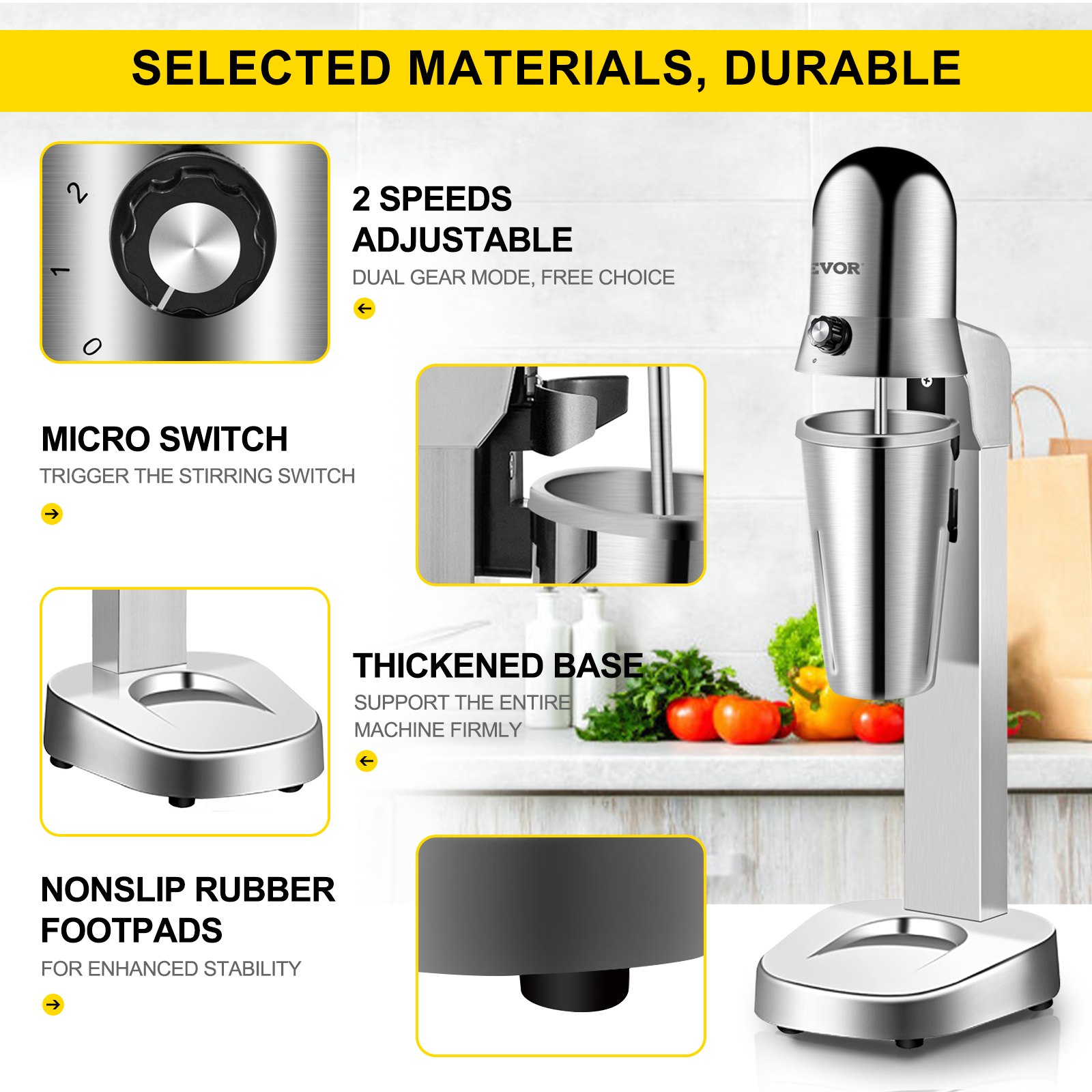 VEVOR Milkshake Maker, Single-Head Milkshake Machine, 180W Milkshake ...
