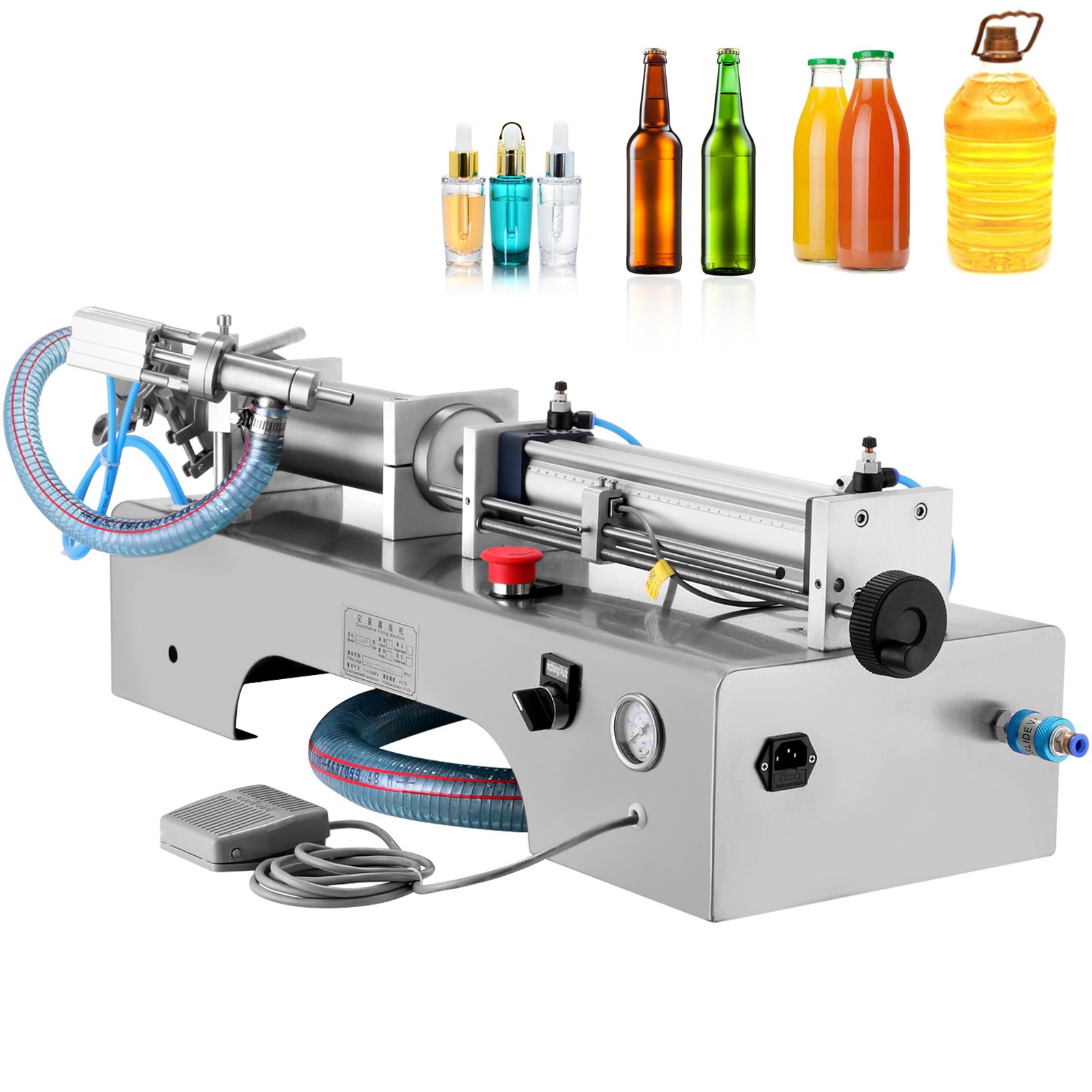 VEVOR Horizontal Full Pneumatic Liquid Filling Machine, 100-1000ml Semi ...