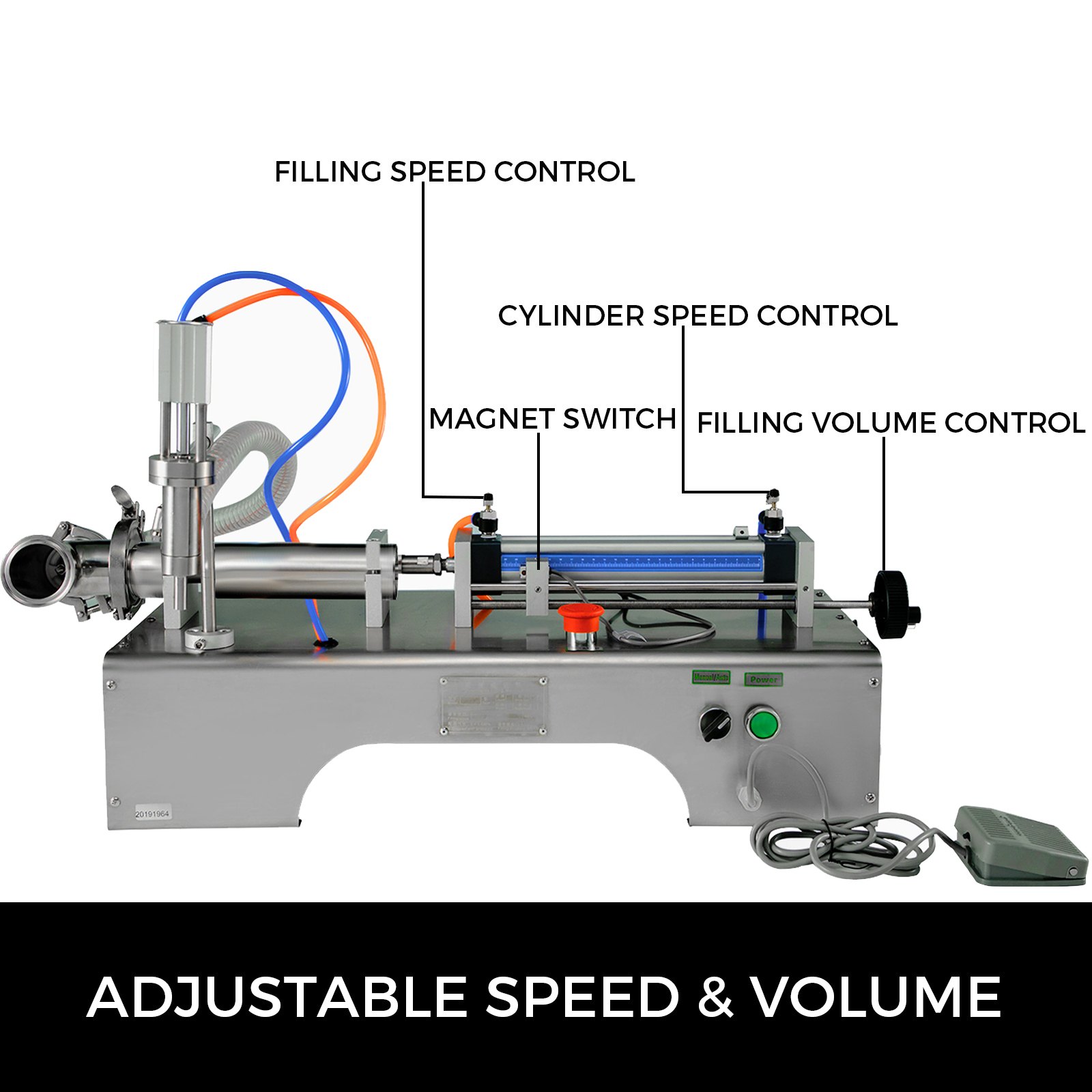 VEVOR Horizontal Full Pneumatic Liquid Filling Machine, 100-1000ml Semi ...
