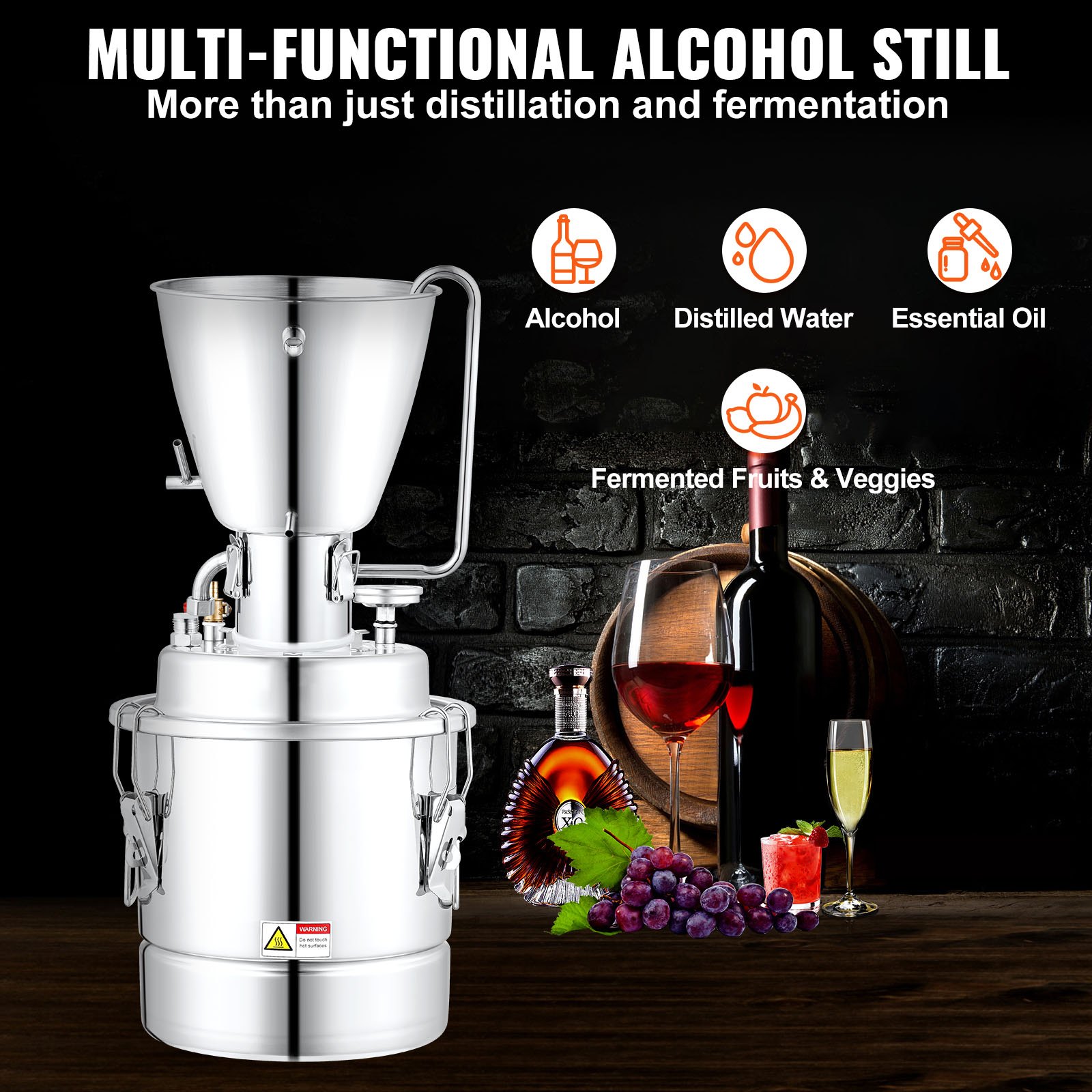 VEVOR 13 Gal Alcohol Distiller Machine Brewing Equipment DIY Whiskey ...