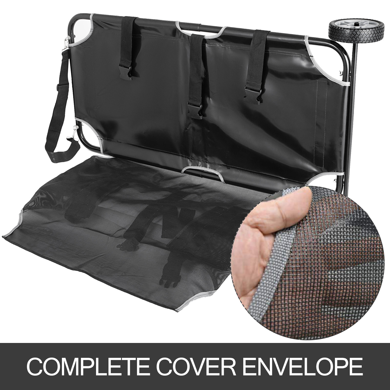 Black Animal Stretcher 45"x22" With 2 Wheels 250lbs Cap. Pet Rough ...