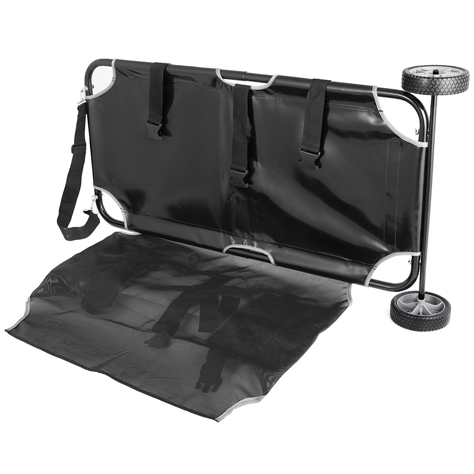 Black Animal Stretcher 45"x22" With 2 Wheels 250lbs Cap. Pet Rough ...