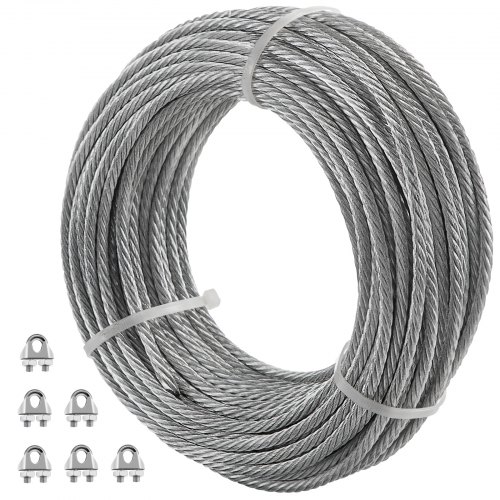 VEVOR Galvanized Steel Cable, 3/16'' Aircraft Cable, 249ft Galvanized ...