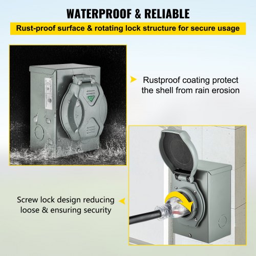 VEVOR Generator Inlet Box, 50amp Power Box, SS2-50P Power Inlet Box, 3 ...