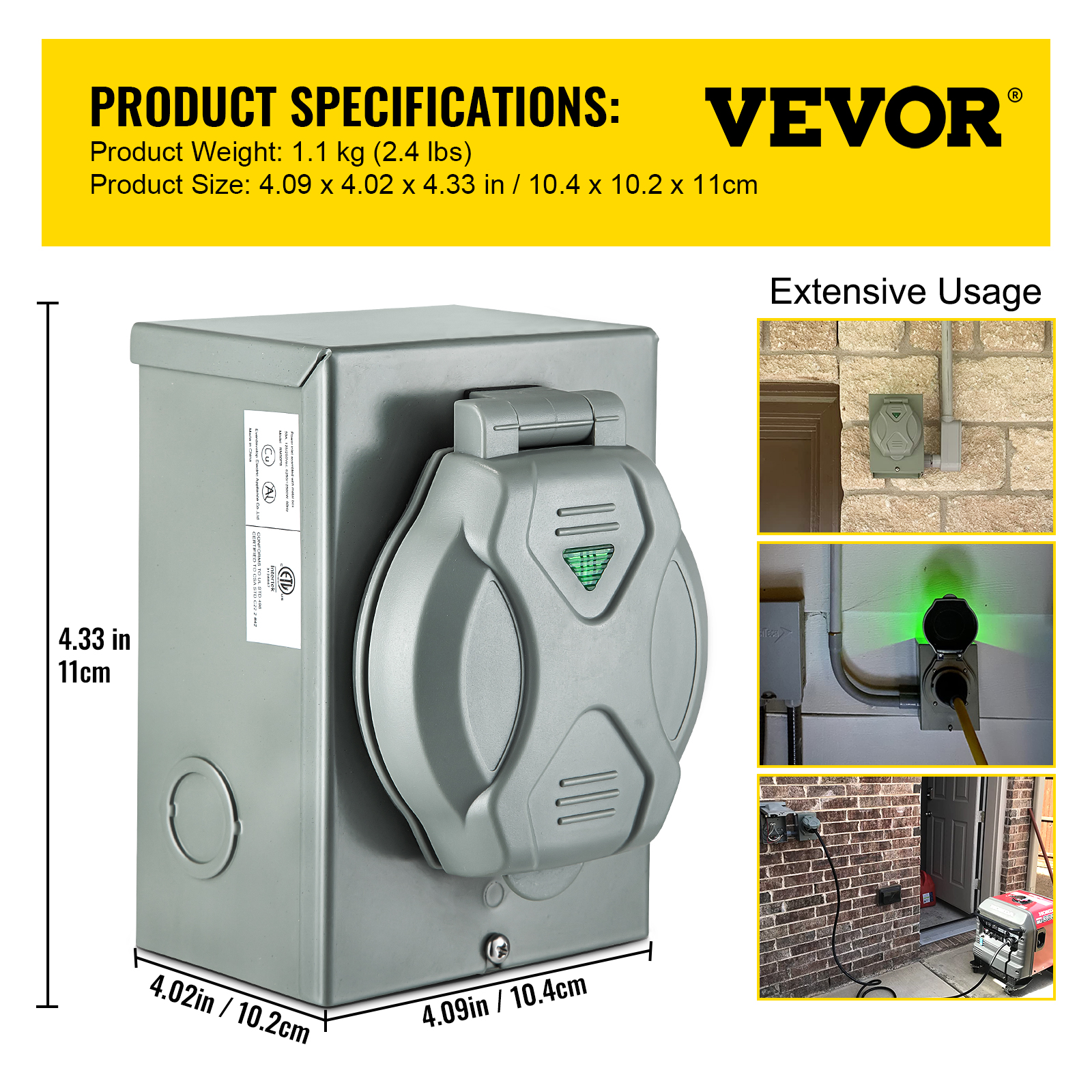 VEVOR Generator Inlet Box, 50amp Power Box, SS2-50P Power Inlet Box, 3 ... VEVOR Generator Inlet Box, 50amp Power Box, SS2-50P Power Inlet Box, 3 ...