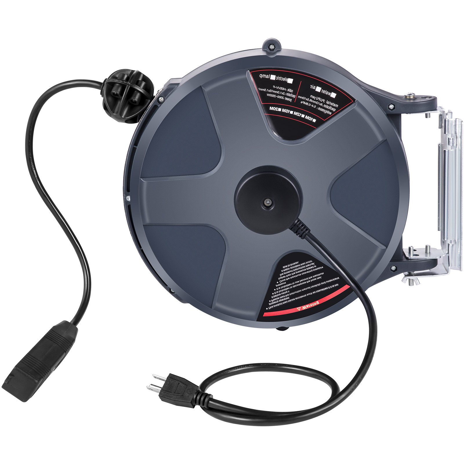 VEVOR Retractable Extension Cord Reel 50+3.2FT, 16/3 SJT Power Cord ...