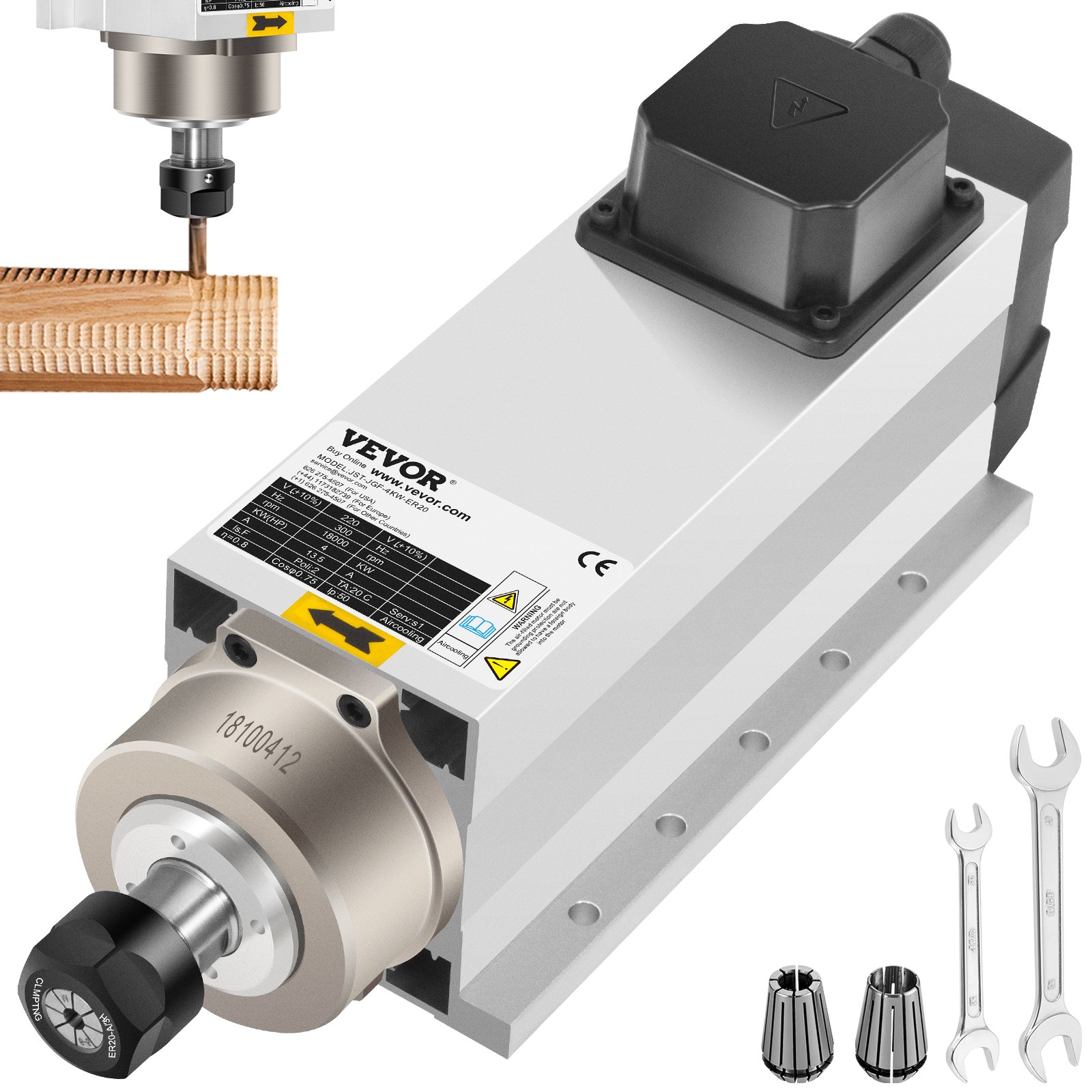 CNC 4KW Air Cooled Spindle Motor ER20 Collet 18000rpm For Milling ...
