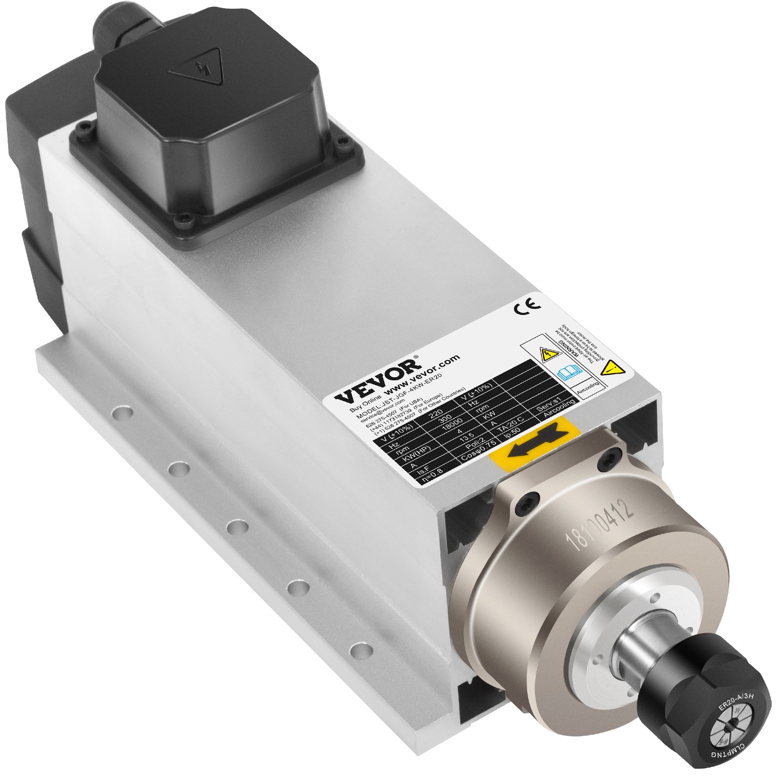 CNC 4KW Air Cooled Spindle Motor ER20 Collet 18000rpm For Milling ...
