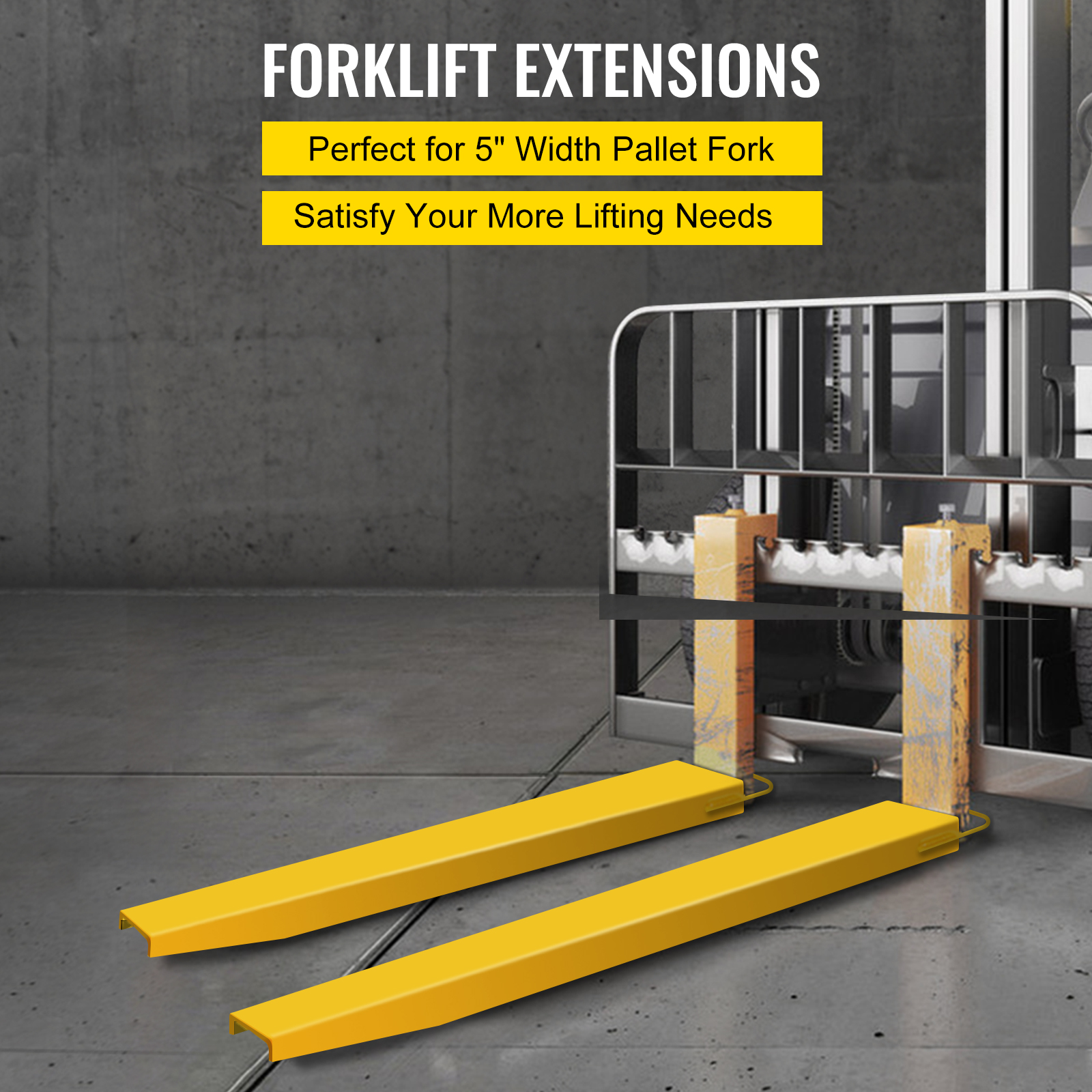96x5.8'' Forklift Pallet Fork Extensions Pair Firmly High Tensile ...