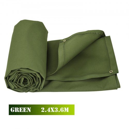 8' x 12' Canvas Tarp 2.4X3.6M Green Cotton Tarpaulin 8X12 FT ...