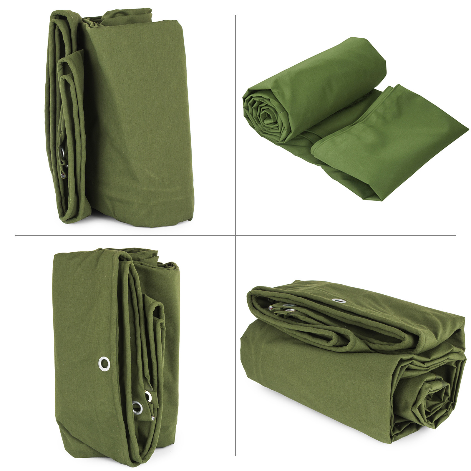 8' x 12' Canvas Tarp 2.4X3.6M Green Cotton Tarpaulin 8X12 FT ...