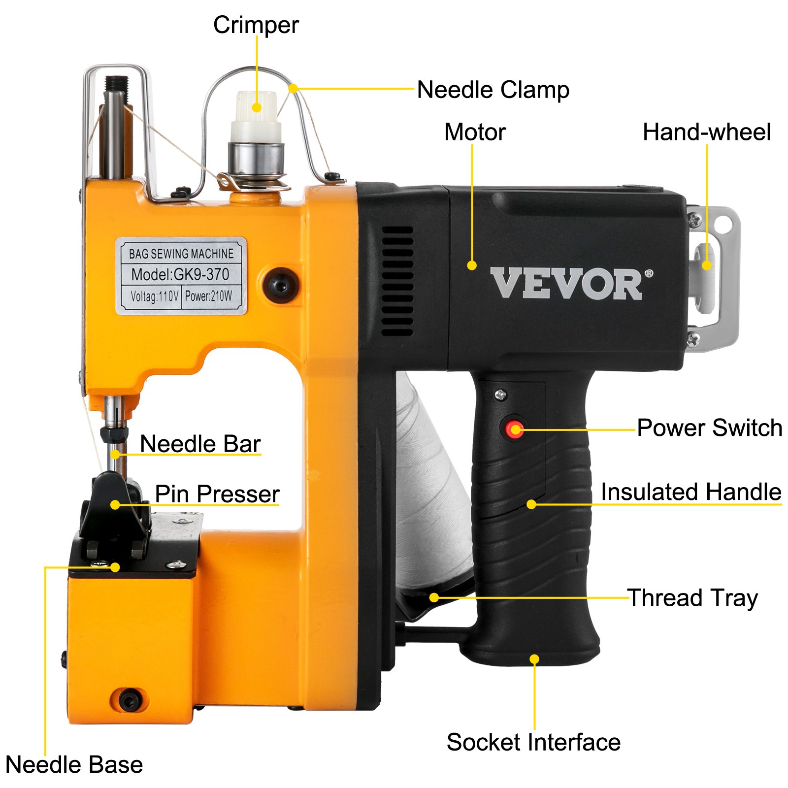 VEVOR Portable Bag Closer Sewing Machine Electric Bag Closing Sewing ...