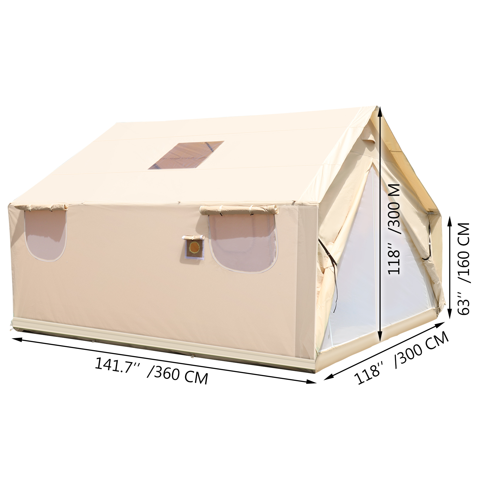 Canvas Wall Tent 10'x12' with Frame，Fire Water Repellent 8 People For ...