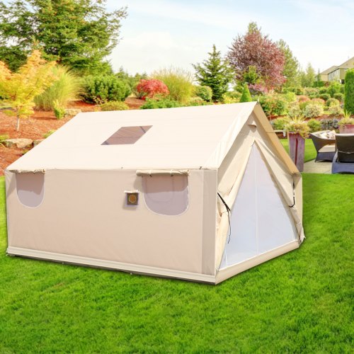 Canvas Wall Tent 12'x14'w/Frame, Fire Water Repellent for Hunting ...