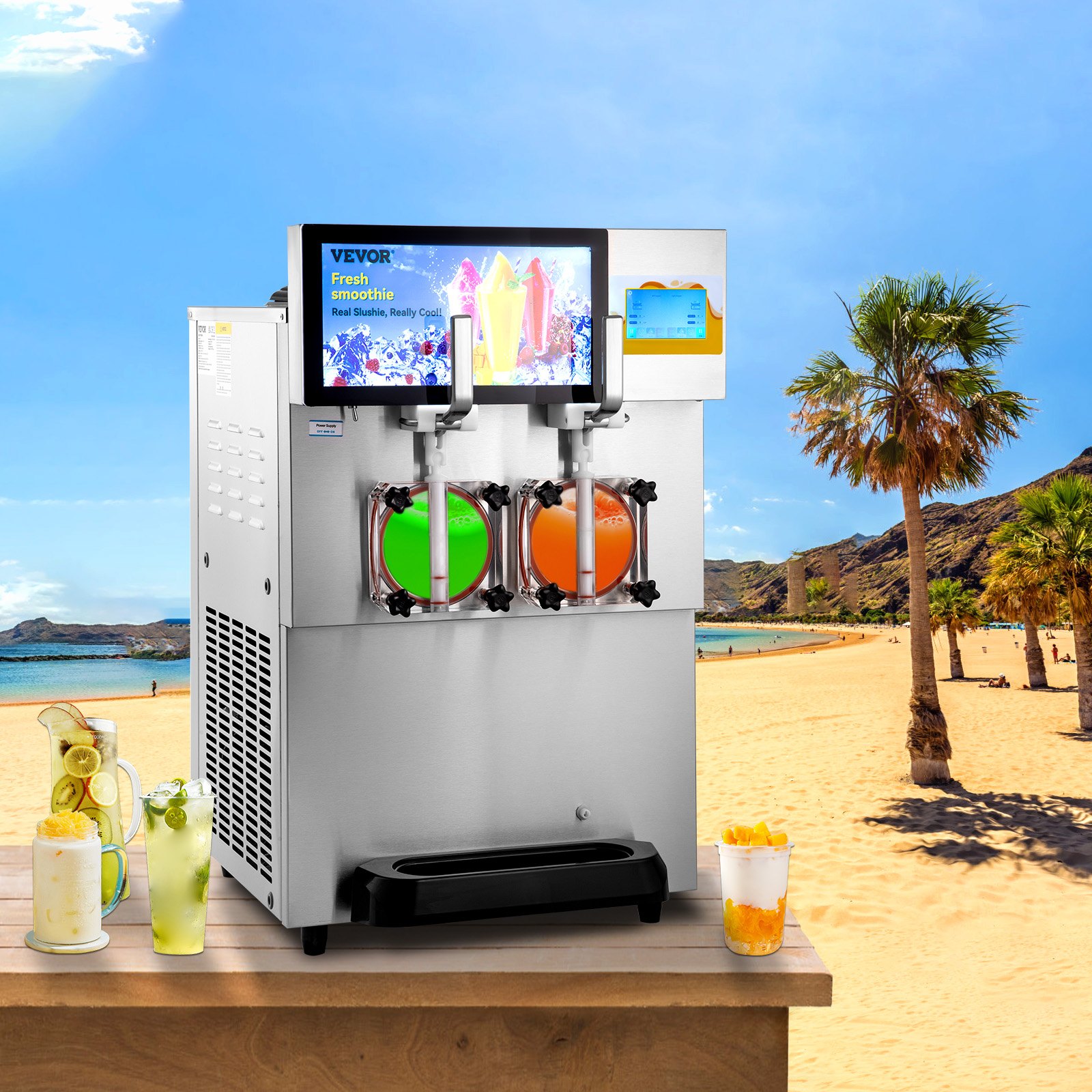 VEVOR Commercial Slushy Machine, 8L / 2.1 Gal Double Bowl Margarita ...