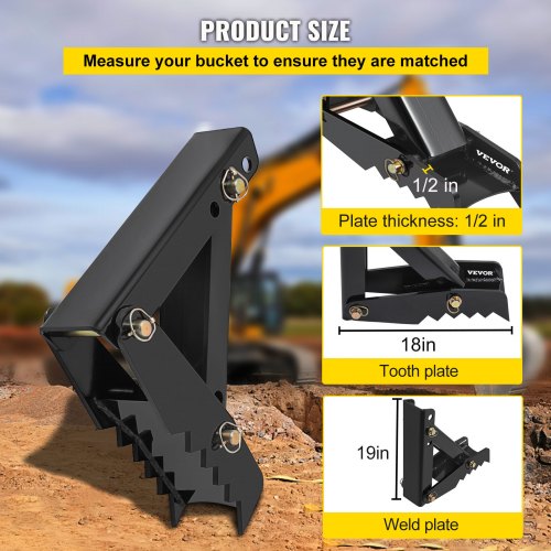 VEVOR 18" Backhoe Thumb, 1/2" Teeth Thickness Heavy Duty Excavator ...