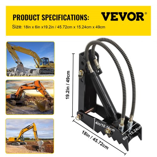 VEVOR 18" Backhoe Thumb 1/2" Steel Plate Excavator Universal Claw for ...