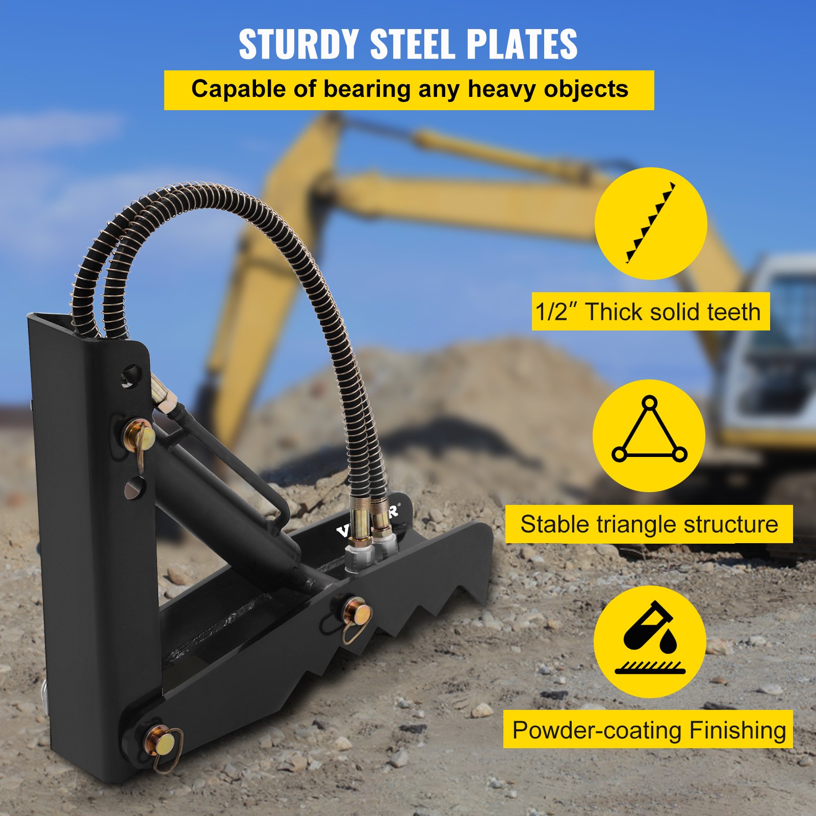 VEVOR 18" Backhoe Thumb 1/2" Steel Plate Excavator Universal Claw for ...