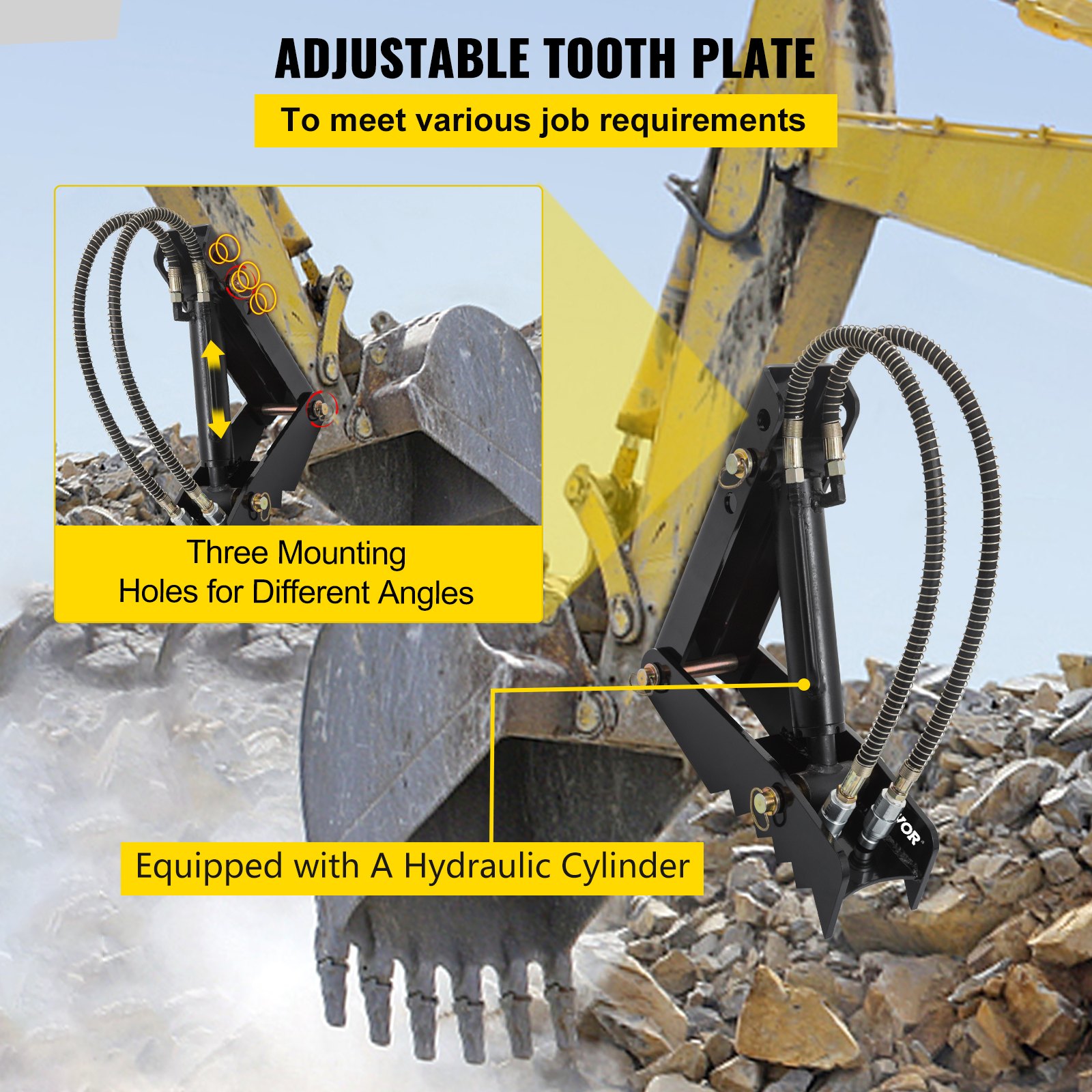 VEVOR 18" Backhoe Thumb 1/2" Steel Plate Excavator Universal Claw for ...