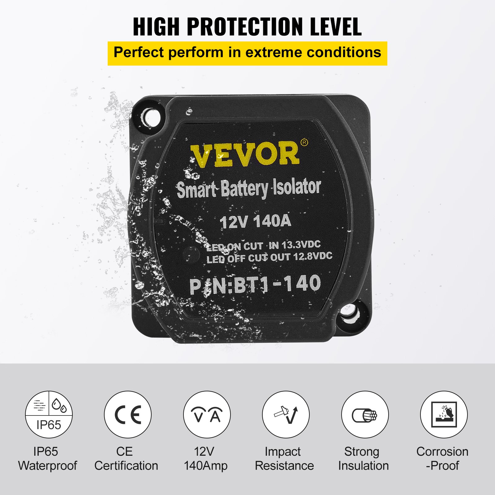 VEVOR VEVOR Split Charge Relay Kit Voltage Sense Relay 4 mtr 12V 140AMP ...