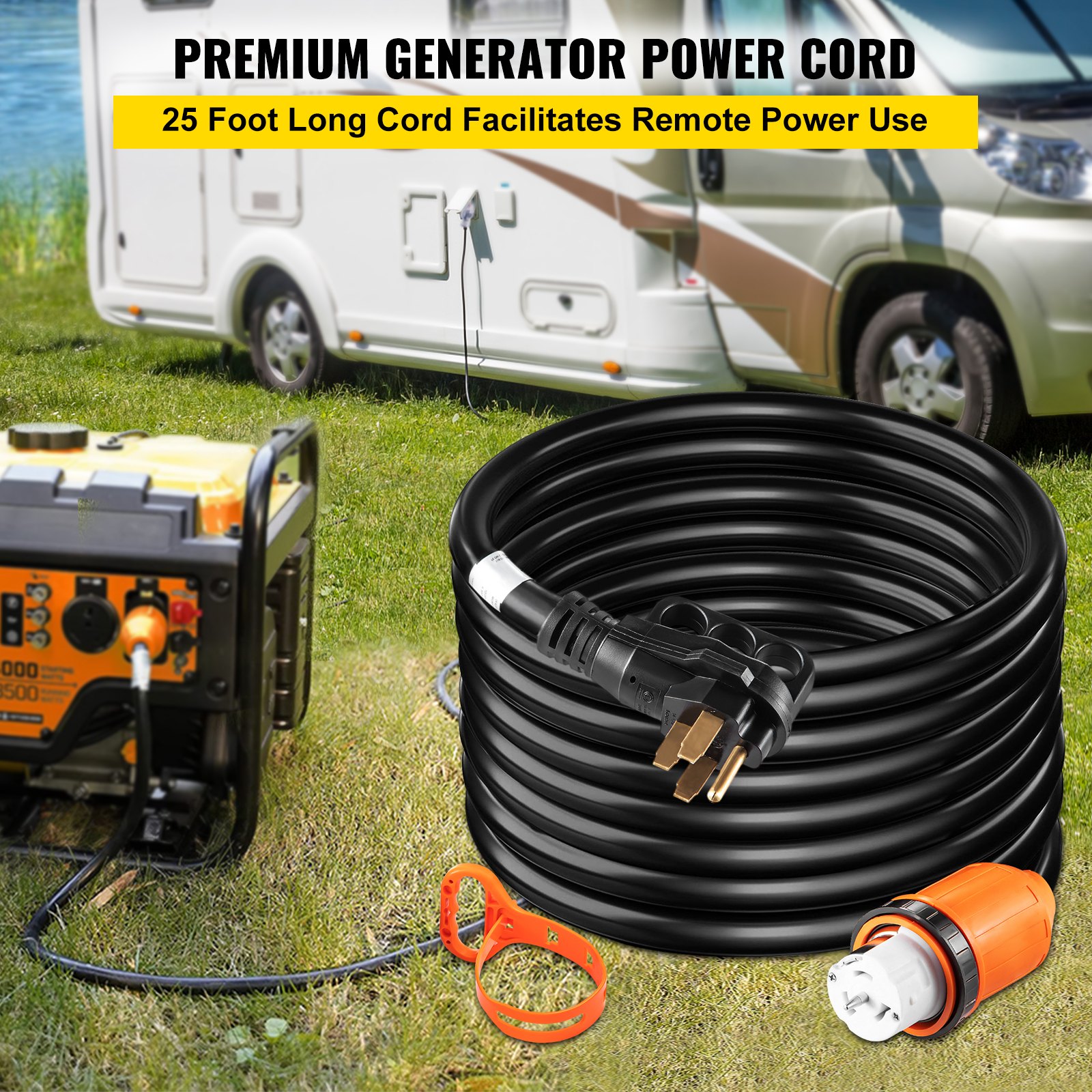 VEVOR Generator Cord, 25FT Generator Power Cord, 125/250V 50AMP ...