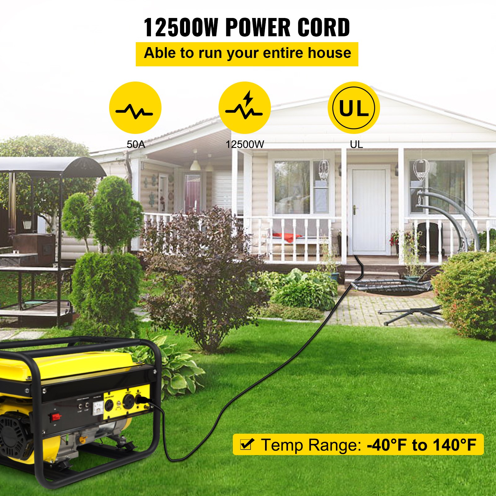30' 50A RV Camp Power Cord Generator Cord 6/3 + 8/1 AWG NEMA 14-50P to ...