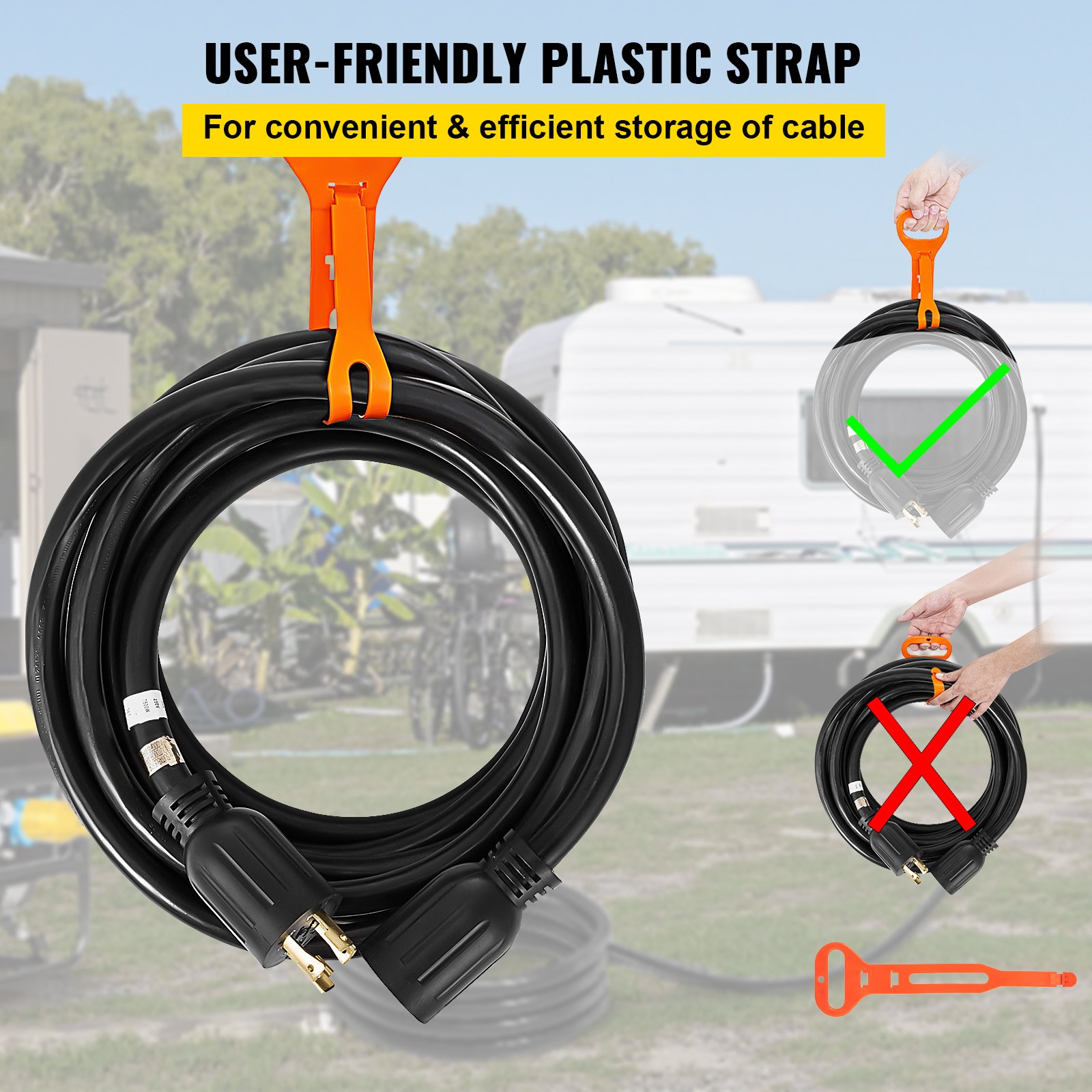 VEVOR 40Ft 30 Amp Generator Extension Cord 4 Wire 10 Gauge Generator ...