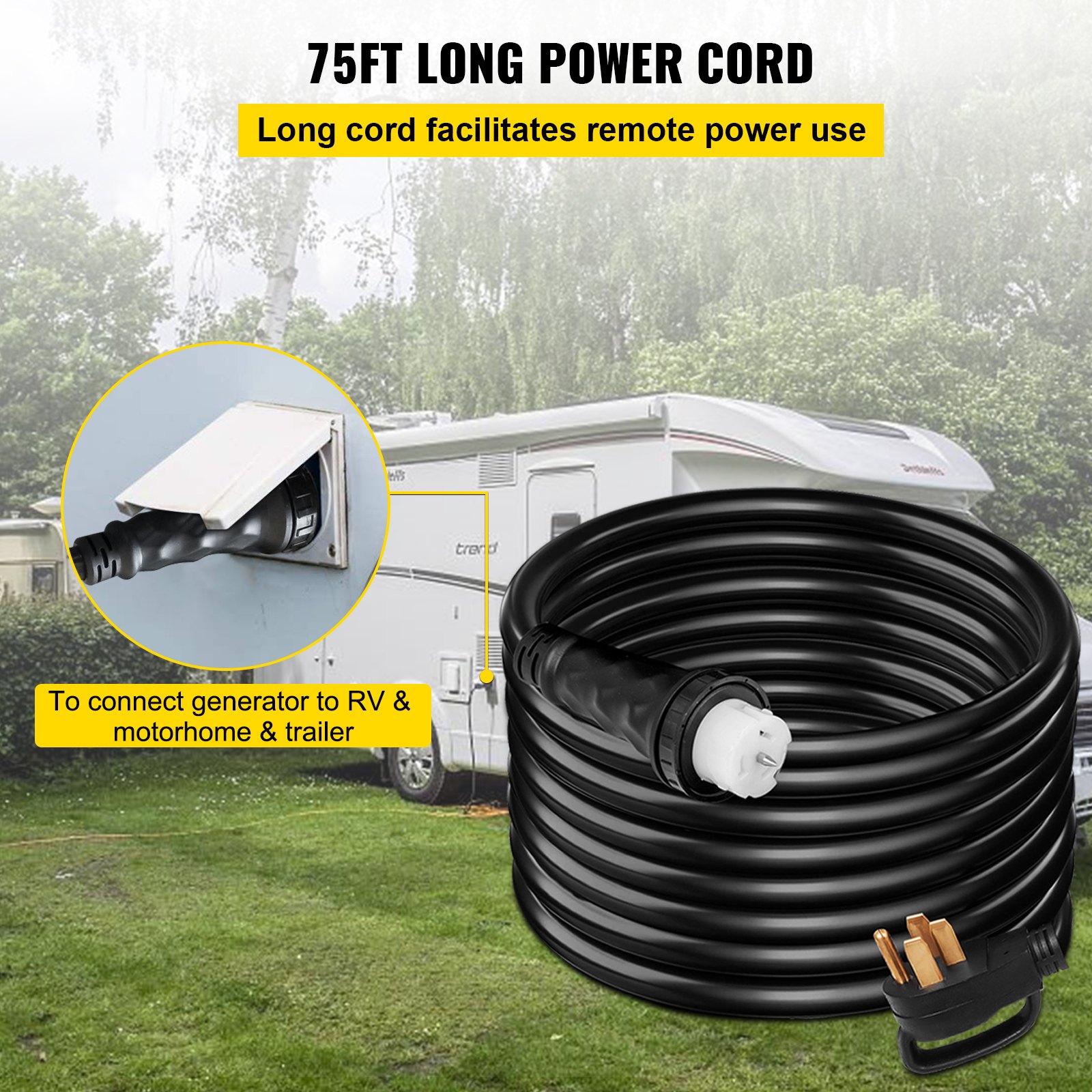 75FT Generator Power Cord 50-Amp 125/250-volt 14-50P to CS6364 Locking ...