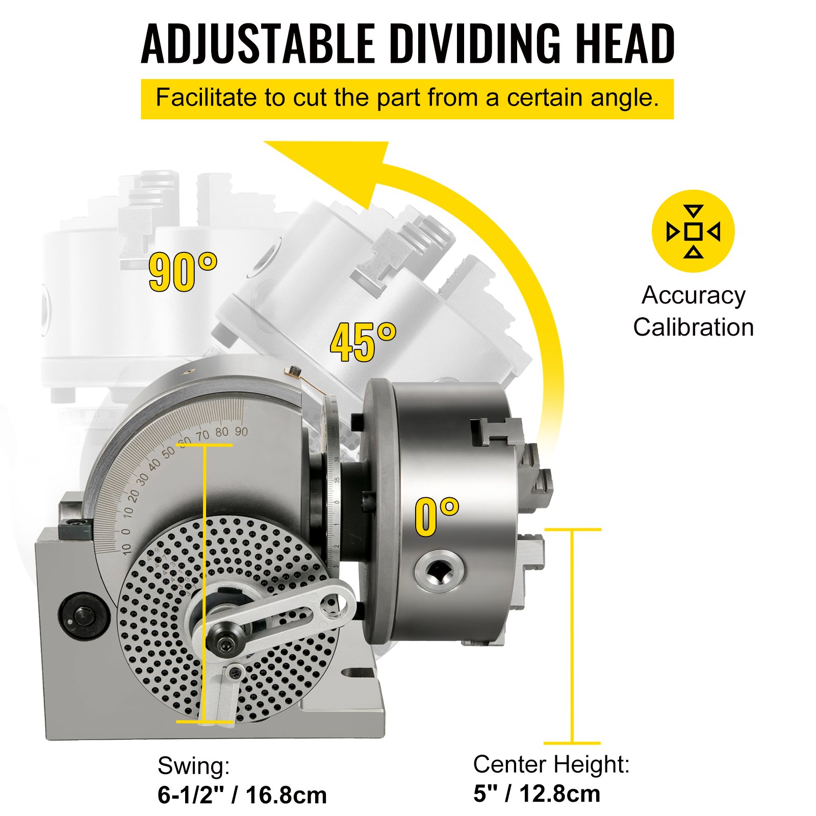 VEVOR Indexing Dividing Head for Milling Machine 6" /160 mm for Milling ...