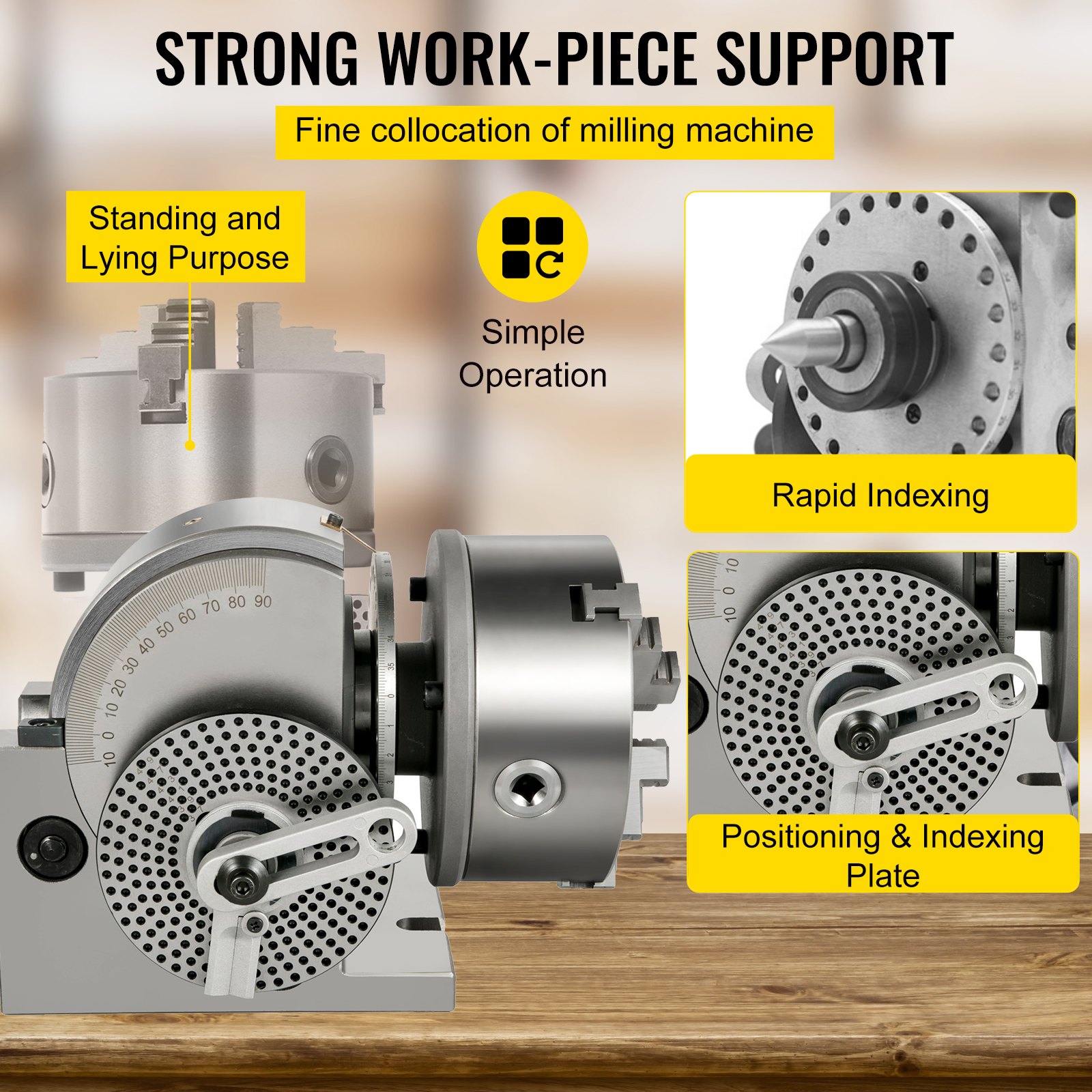 VEVOR Indexing Dividing Head for Milling Machine 6" /160 mm for Milling ...