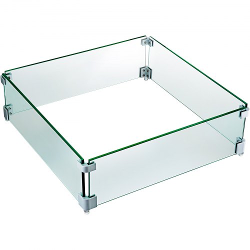 VEVOR Square Fire Pit Wind Guard, 19" x 19" x 6" Glass Flame Guard ...