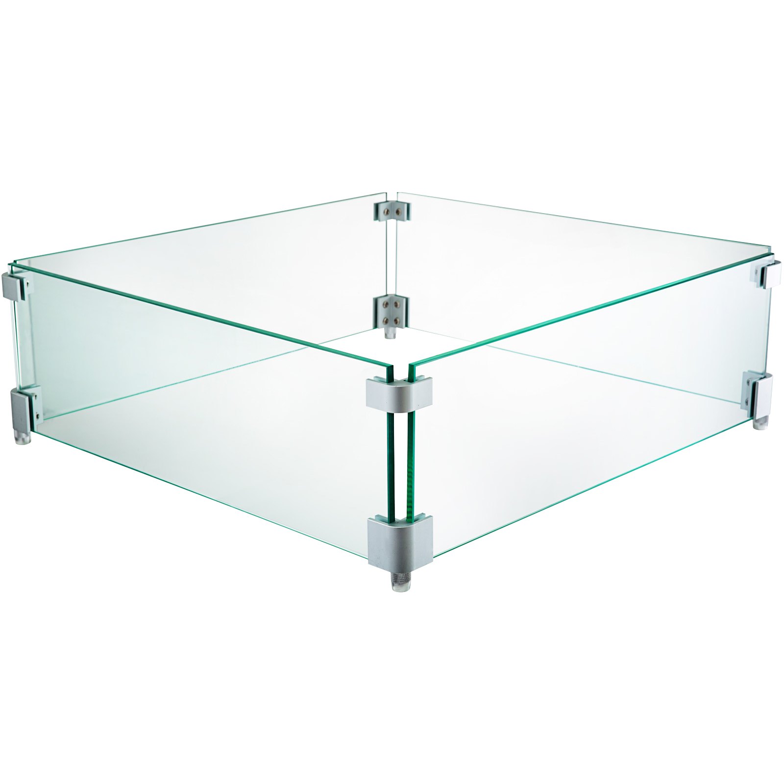 VEVOR Fire Pit Wind Guard 21 x 21 x 6 Inch Glass Flame Guard, Rectangle ...