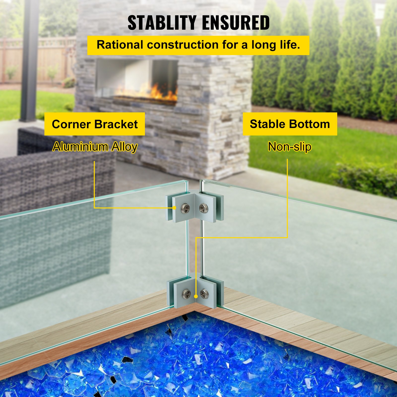 VEVOR Fire Pit Wind Guard Fire Pit Tempered Glass Wind Guard Fence (29. ...