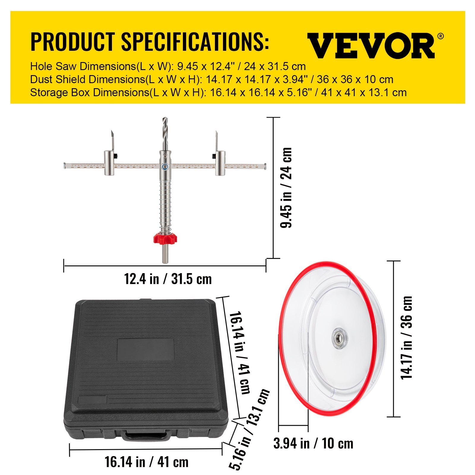 VEVOR Adjustable Hole Saw Cutter Kit, 1-5/8" to 11-13 /16" (40-300 mm ...