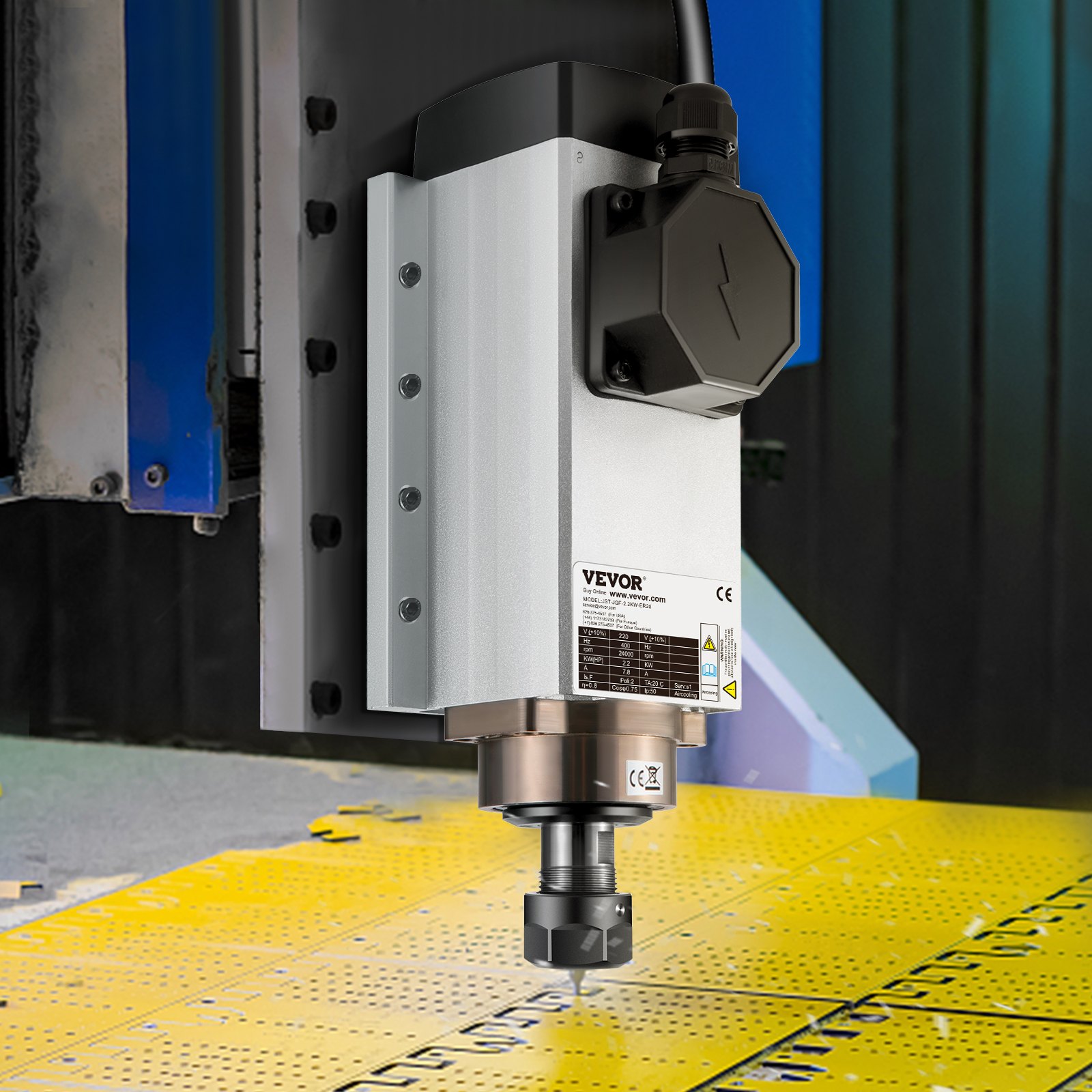 VEVOR Square Air Cooled Spindle Motor 2.2KW CNC Spindle Motor 110V ER20 ...