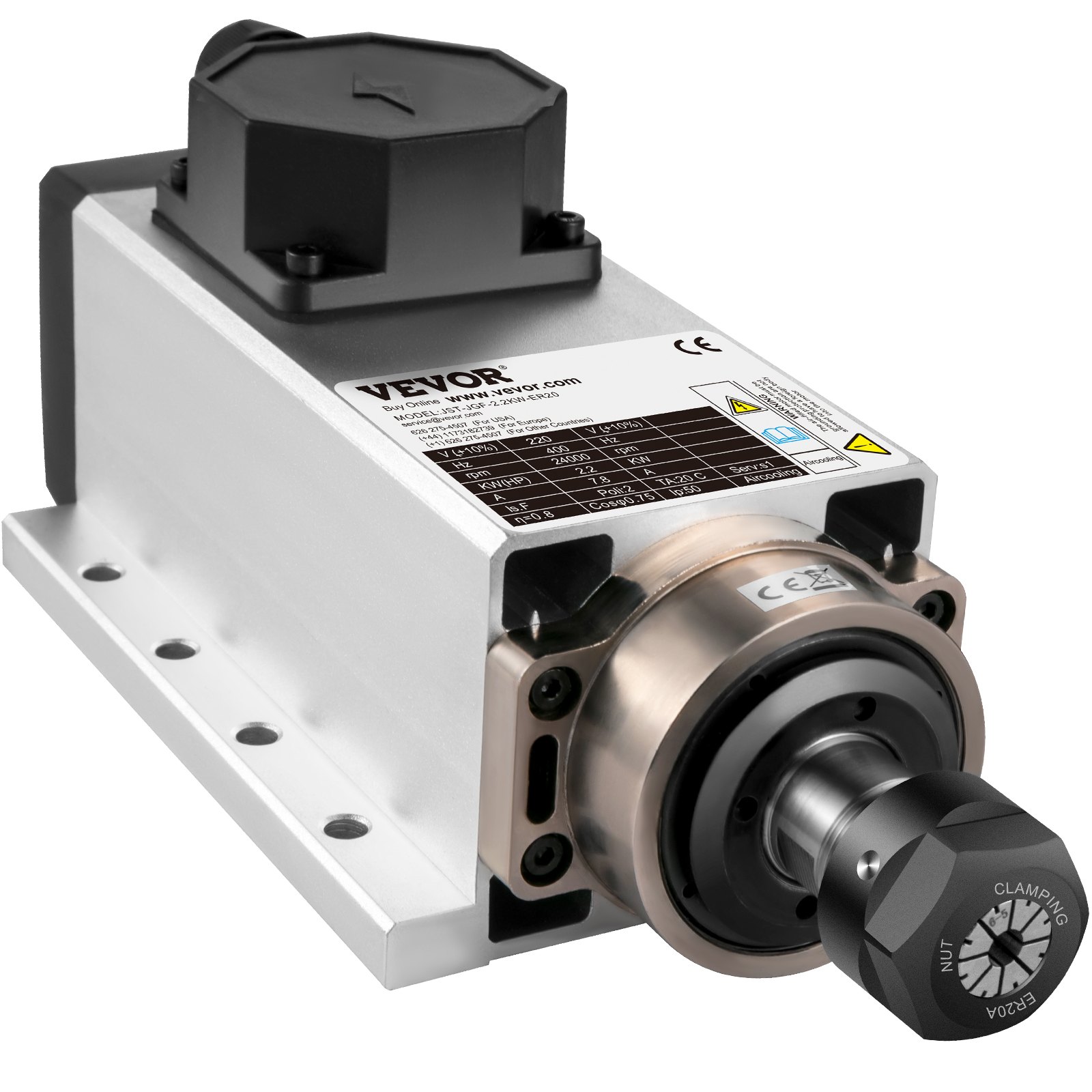 VEVOR Air Cooled Spindle Motor 2.2KW CNC Spindle Motor 110V Square Air Cooled Spindle Motor ER20 ...